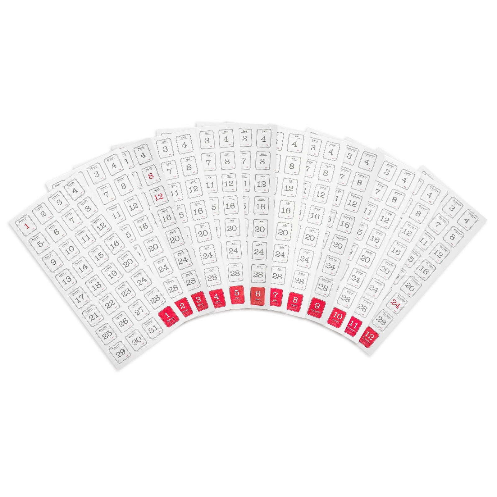 WHAMVOX 12 Sheets Adhesive Calendar Stickers Multi-function Planner ...