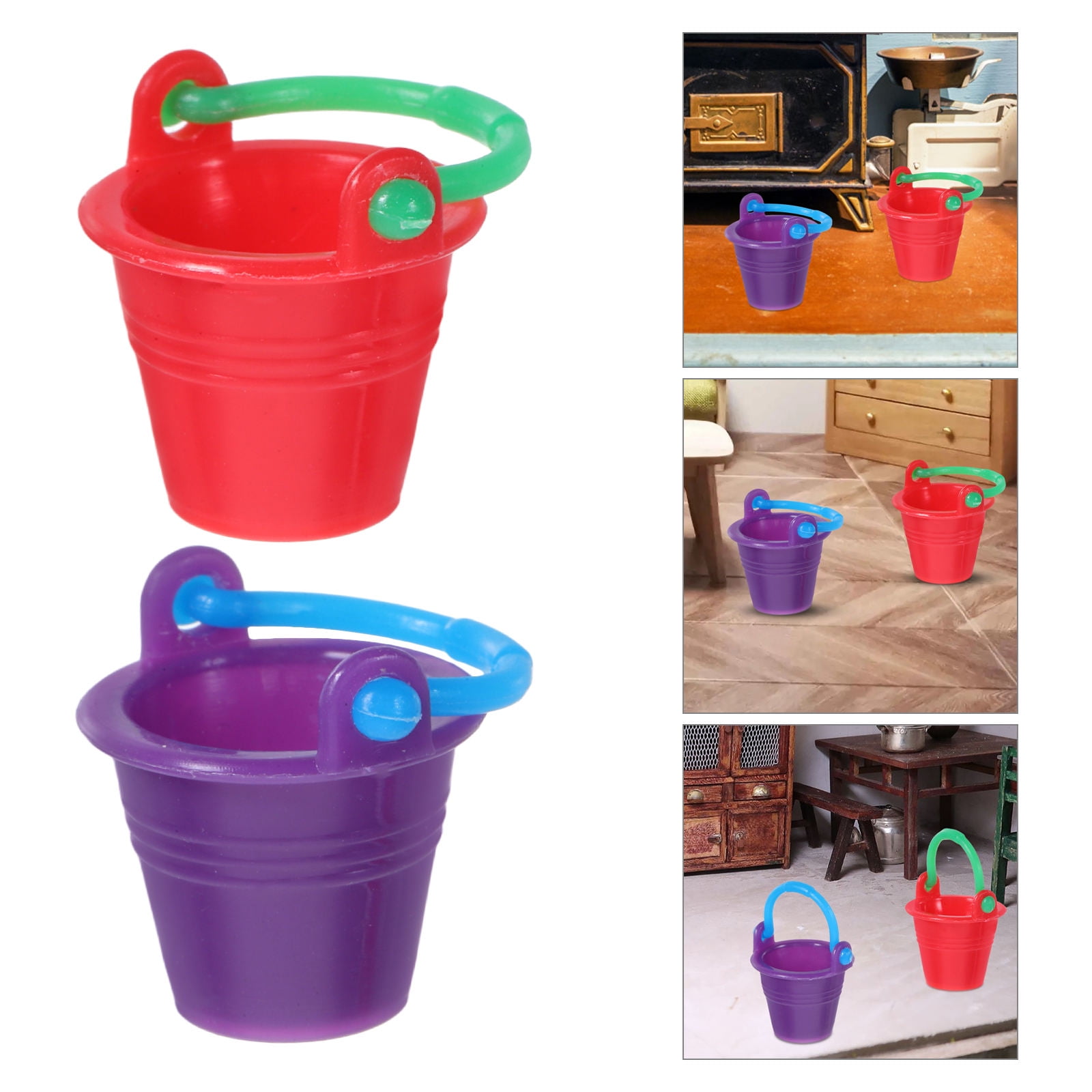 WHAMVOX 12PCS Miniature Buckets Toy Miniature House Decor Miniature ...
