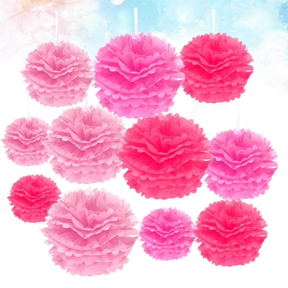 WHAMVOX 12PCS Tissue Hanging Paper Pom-poms Flower Ball Wedding Party ...