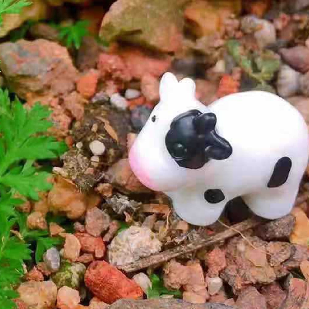 WHAMVOX 12Pcs Resin Cow Figurines Adorable Small Cow Statues Lawn ...