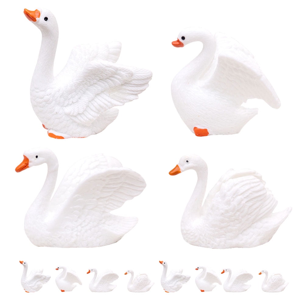 WHAMVOX 12pcs Adorable Mini Desktop Swan Figurines Cartoon Swan Statues ...