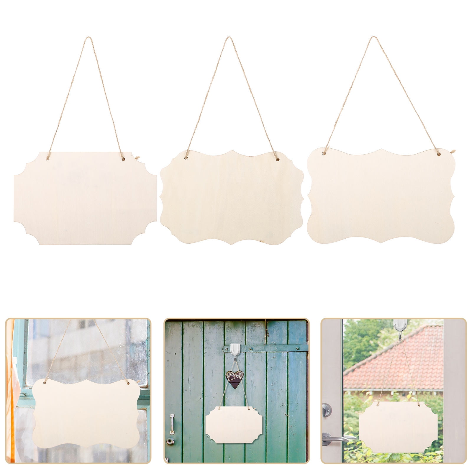 WHAMVOX 12pcs Blank Wooden Door Plaques Craft Wood Door Signs Blank ...