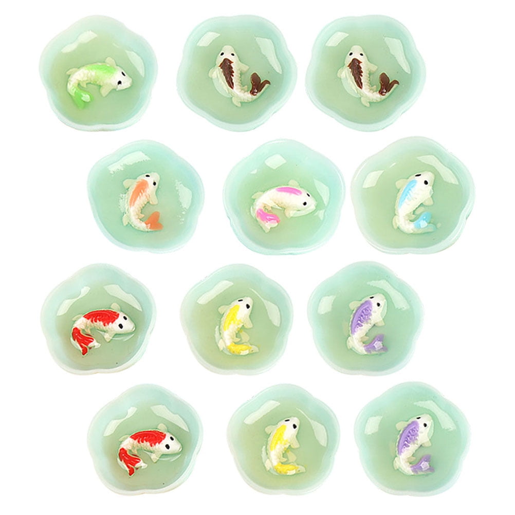 WHAMVOX 15pcs Miniature Fish Bowl Doll House Fish Tank Miniature Resin ...