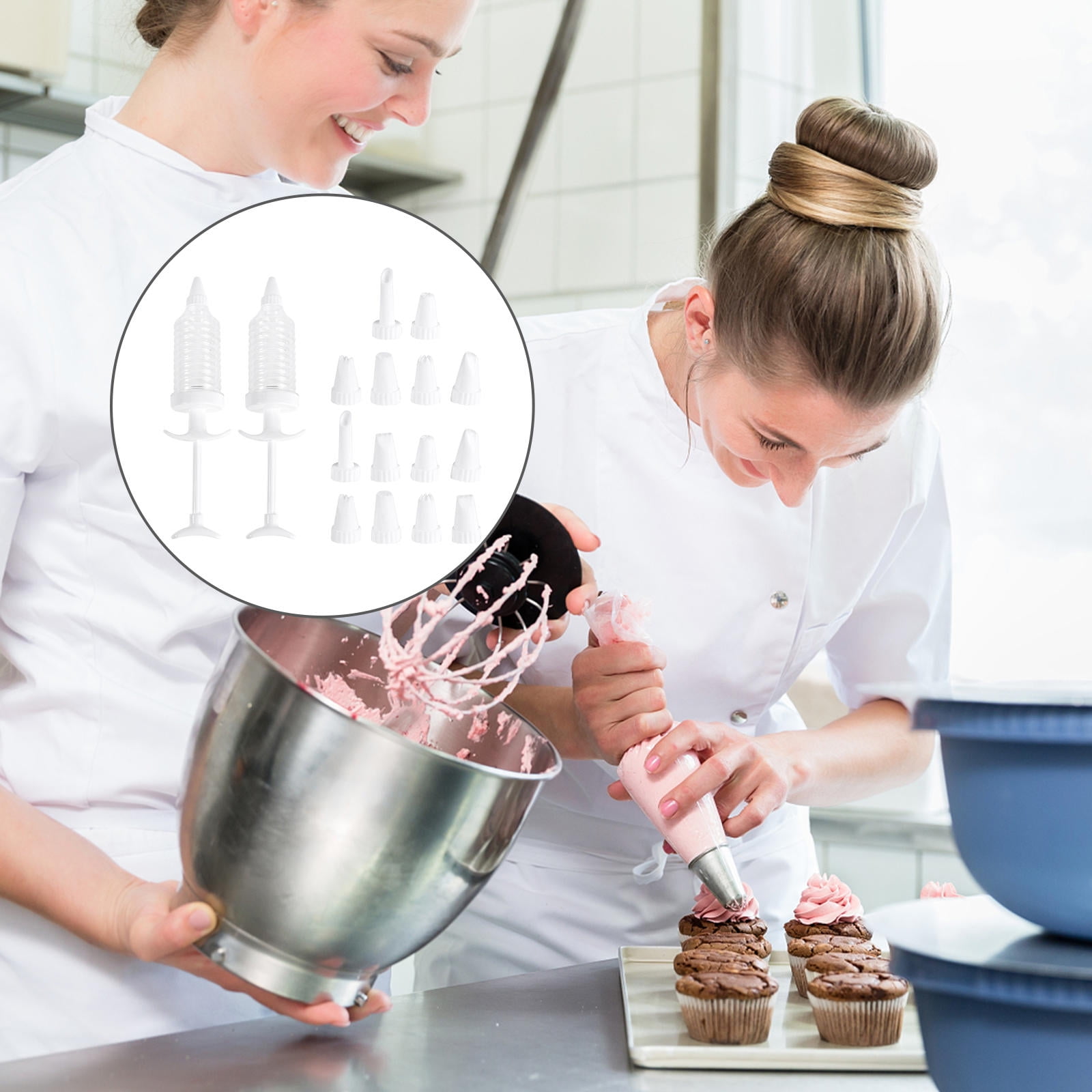 WHAMVOX 16pcs/2 Sets Cake Piping Syringe Cookies Press Kit Biscuit ...