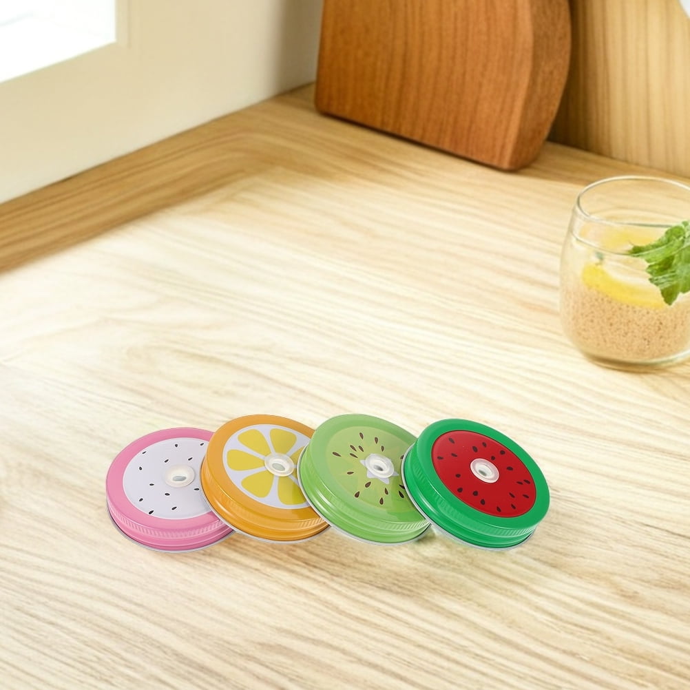 WHAMVOX 16pcs Jar Drinking Lids Jar Lids with Hole Cup Top Covers Fruit ...