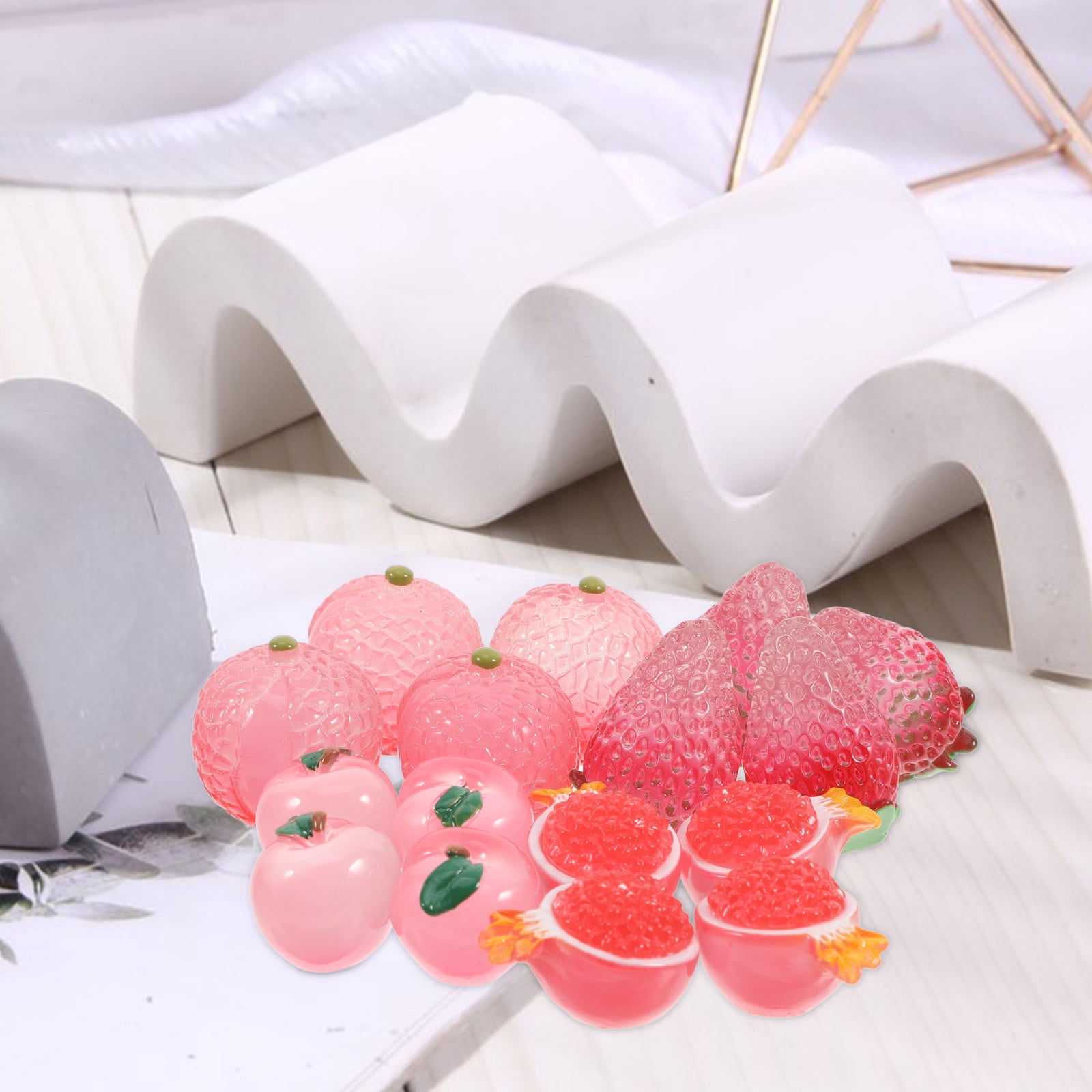 WHAMVOX 16pcs Realistic Fake Fruit Miniature Luminous Resin Fruits for ...