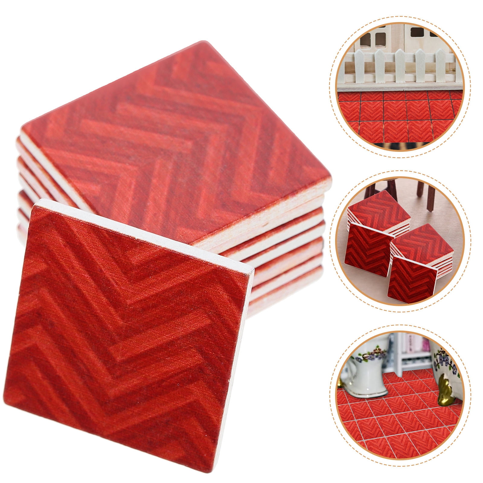 WHAMVOX 18 Pcs Material Wooden Floor Dollhouse Flooring Baby Toddler ...