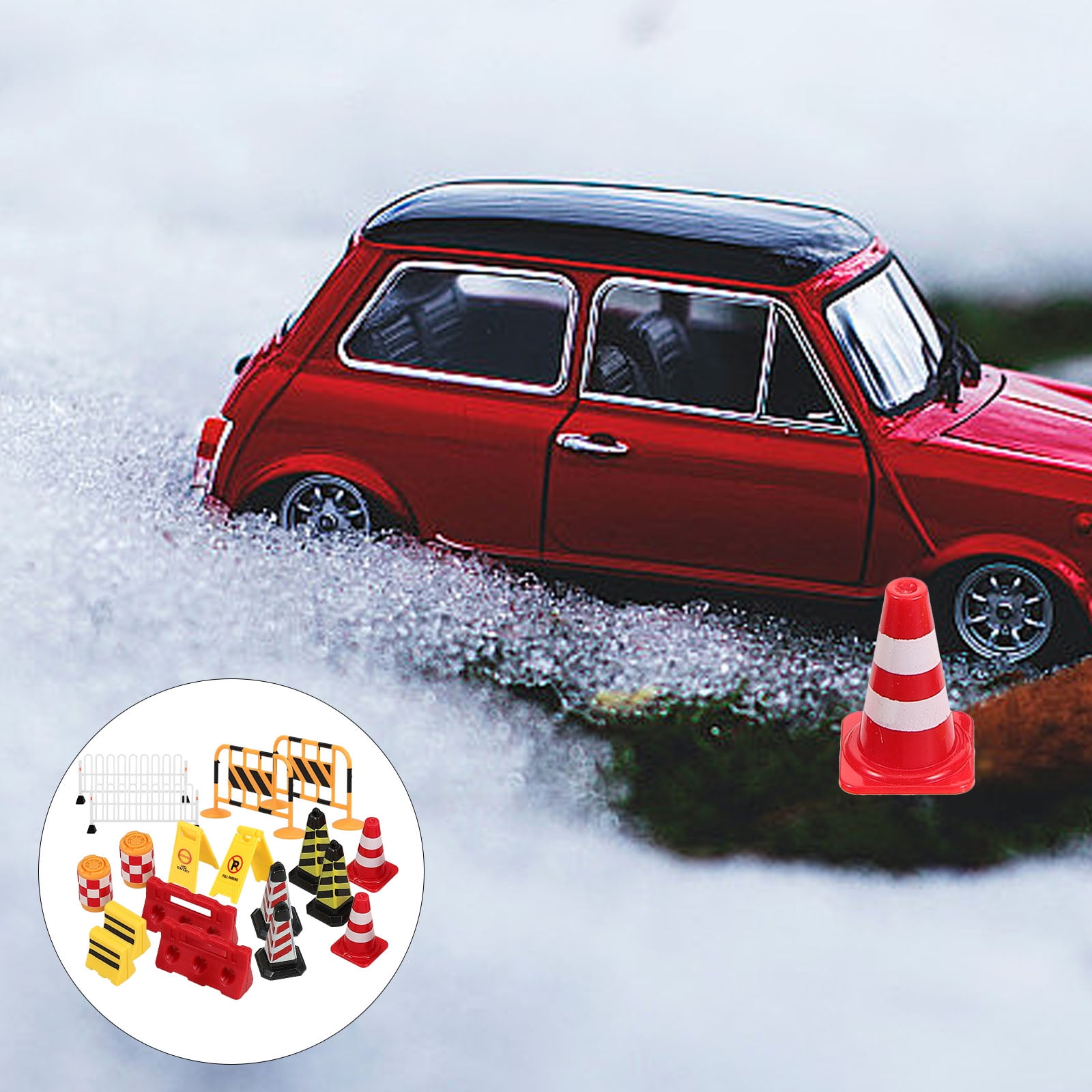 WHAMVOX 18 Pcs Street Road Signs Playset Traffic Miniature Block Toy ...