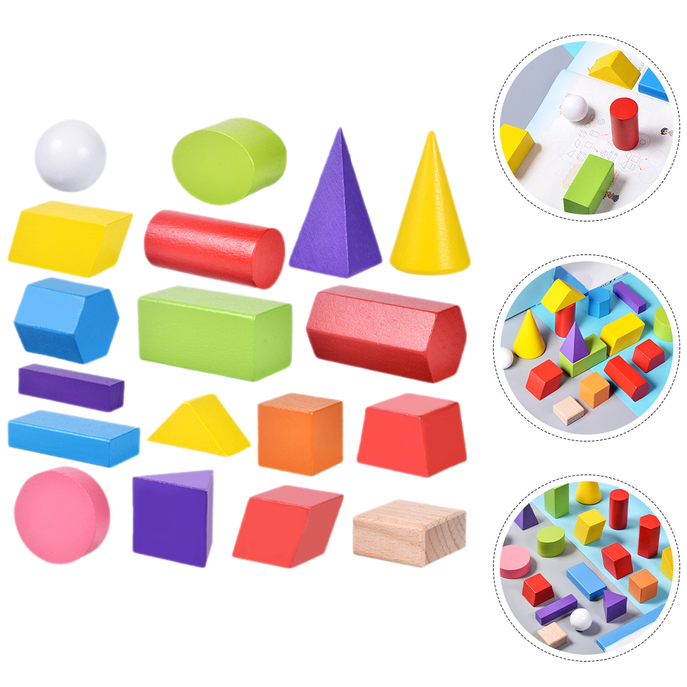 WHAMVOX 18pcs Geometric Wooden Blocks Geometric Shapes Blocks Shape ...