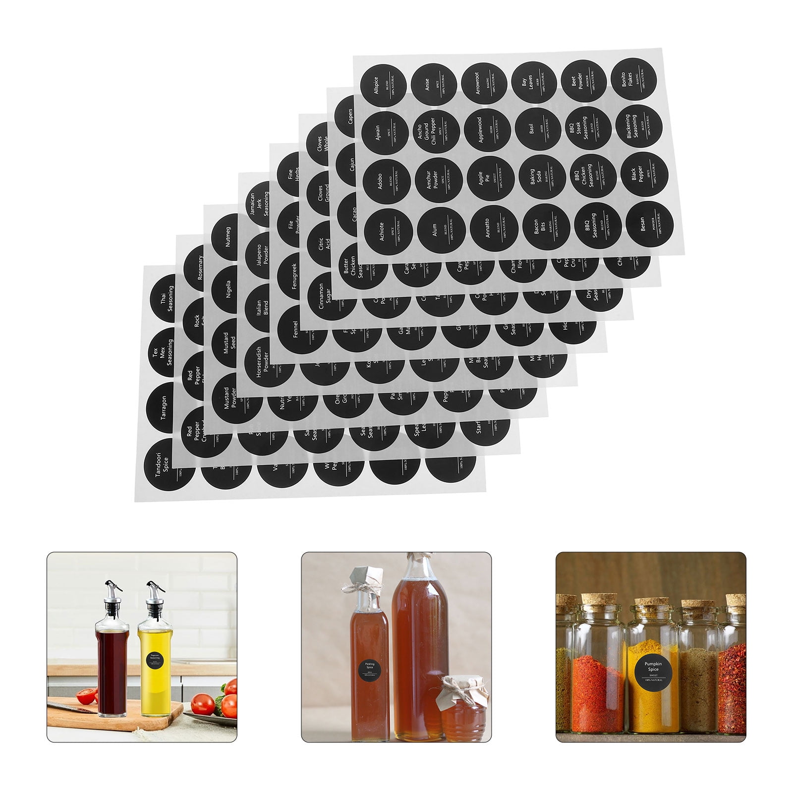WHAMVOX 192pcs Blank Spice Jars Labels Round Chalkboard Stickers ...