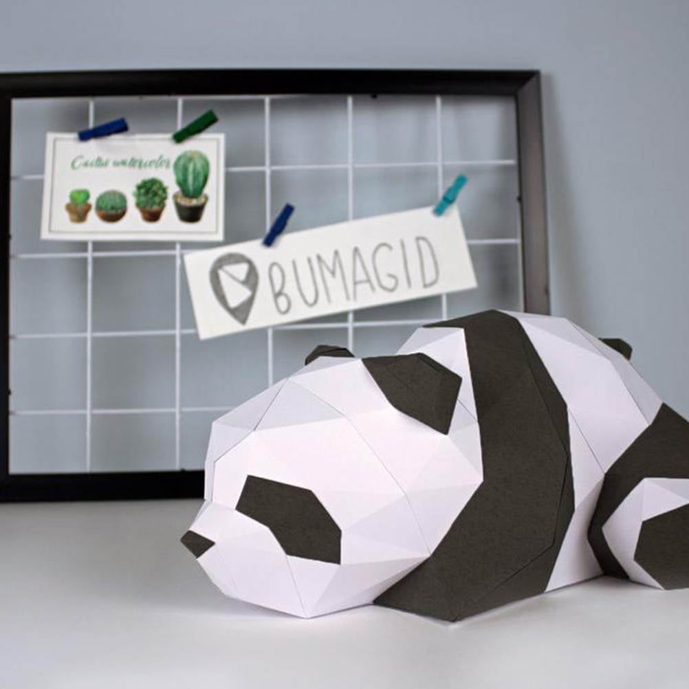 WHAMVOX 1Pack 3D Panda Paper Model Black Origami Decoration for Parties ...