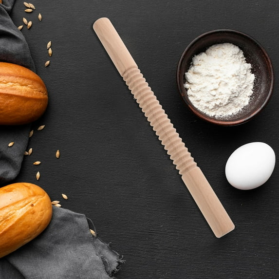 WHAMVOX 1Pack Baking Rolling Pin with Light Brown Color and Traditional ...