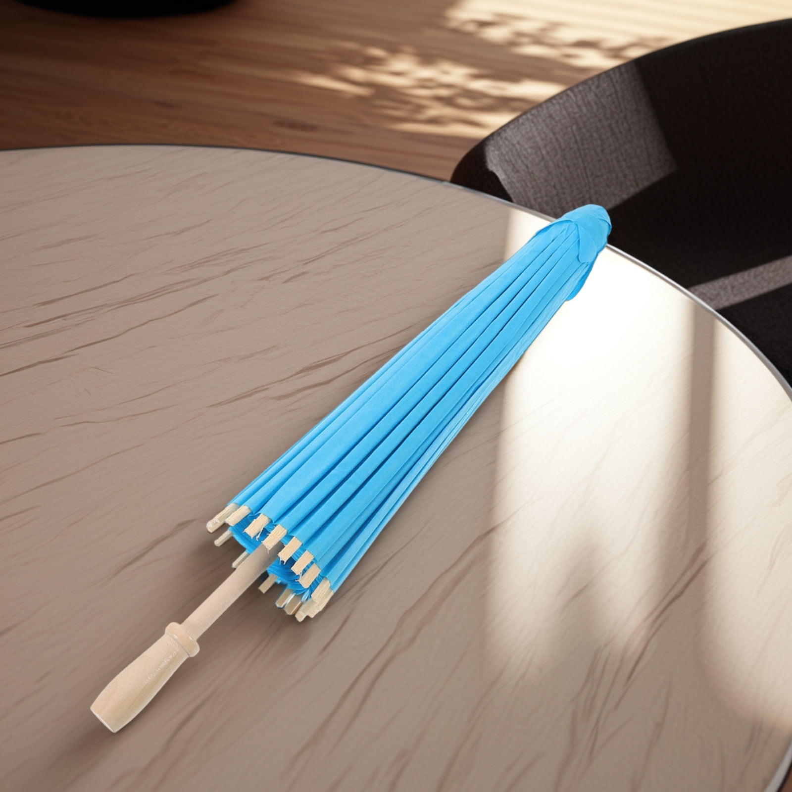 WHAMVOX 1Pack Japanese Parasol Sky-Blue White Diy Design Bamboo for ...