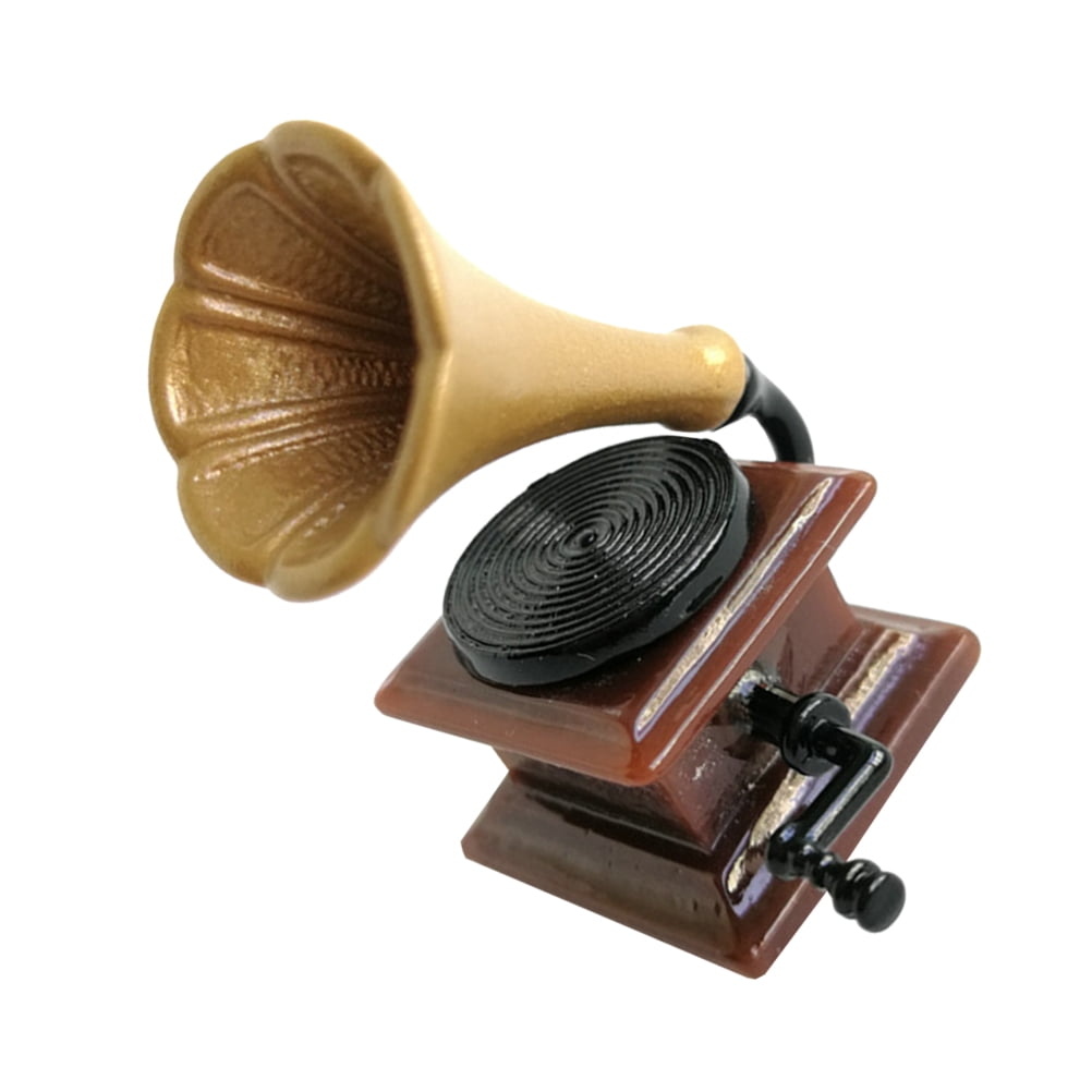 WHAMVOX 1Pack Mini Phonograph Model Light Brown Resin Retro Shape For ...