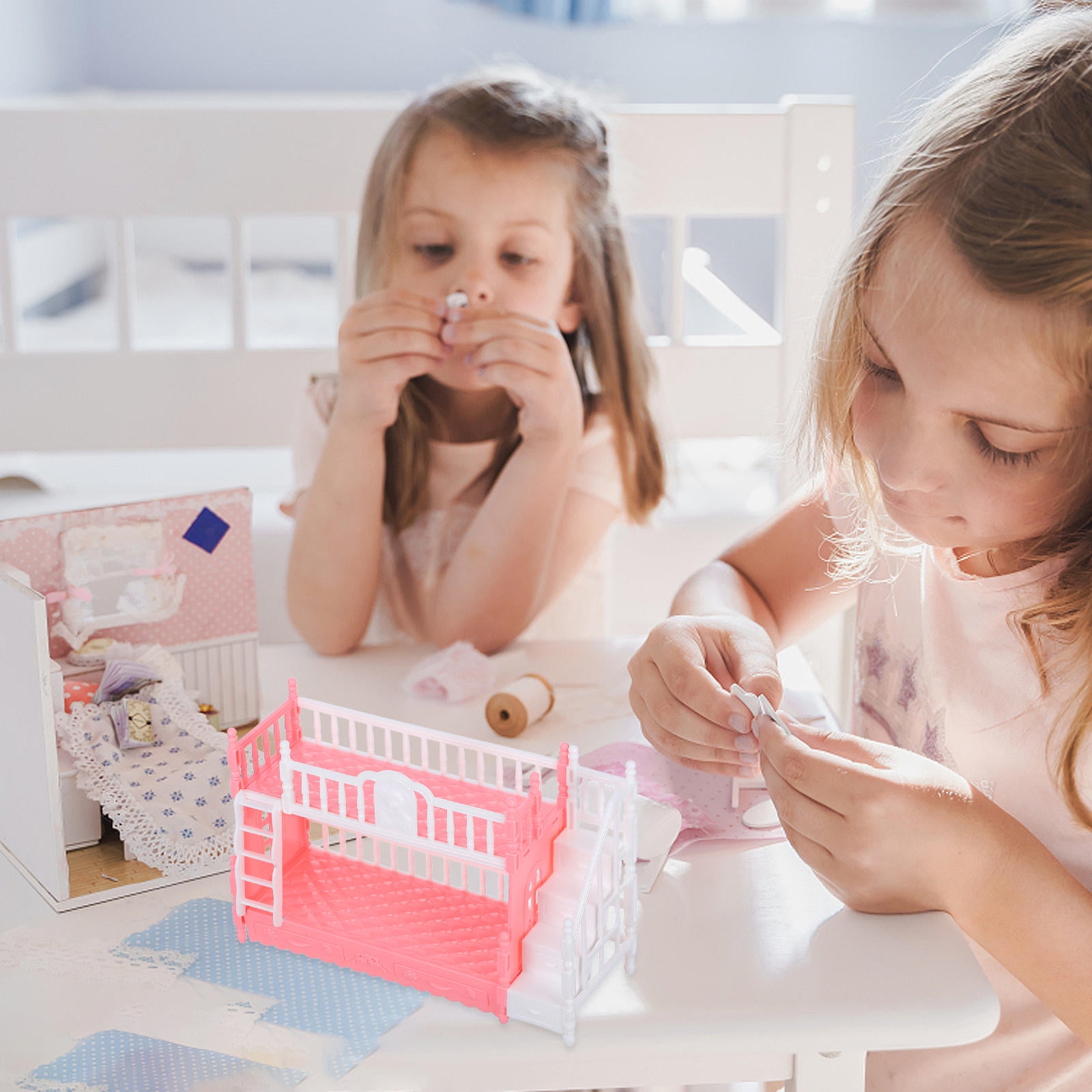 WHAMVOX 1Pack Miniture Dollhouse Bed for Girls in 8.65X5.50X2.75in with ...