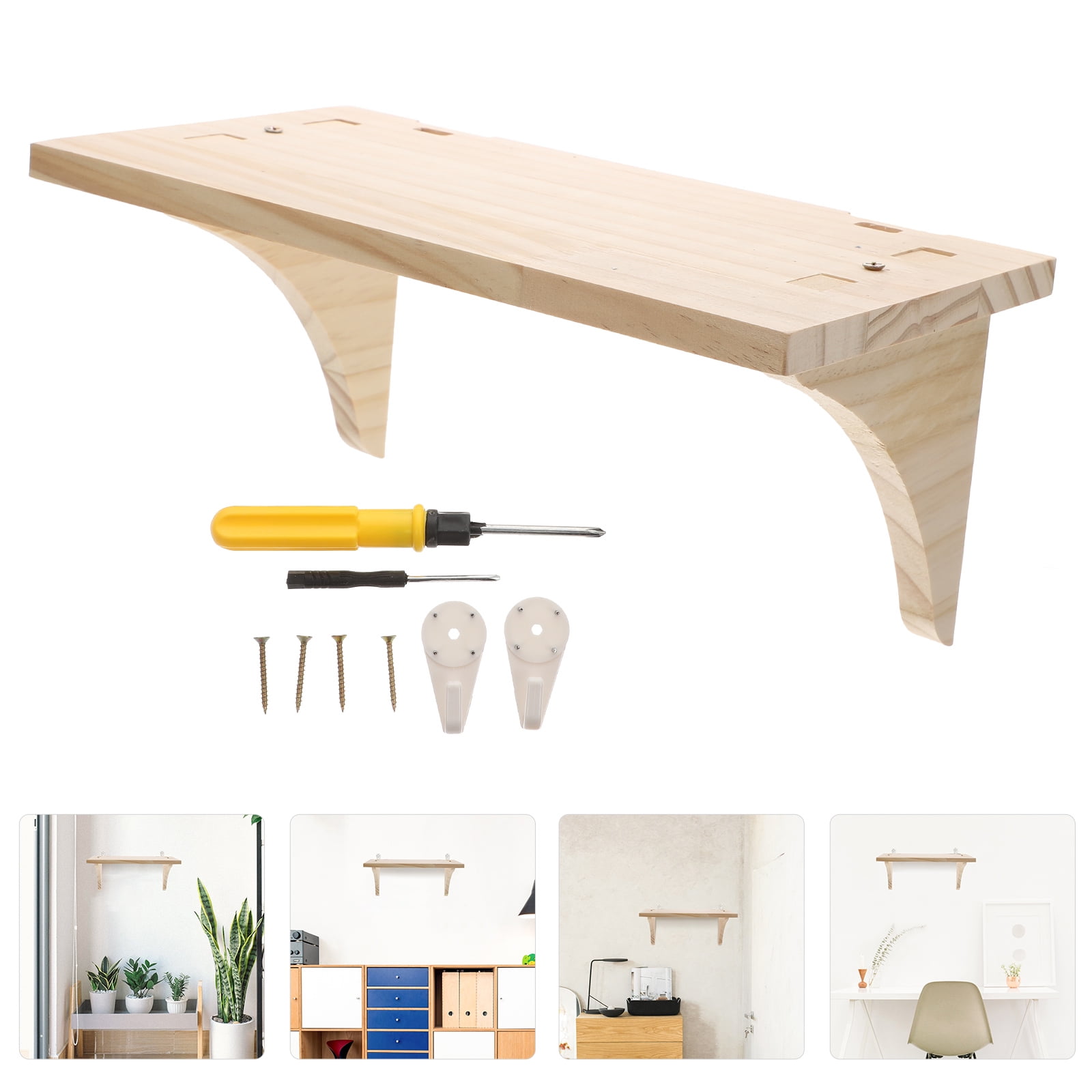 WHAMVOX 1Pc Partition Rack Creative Wood Wall Shelf Plate Shelf Ledge ...