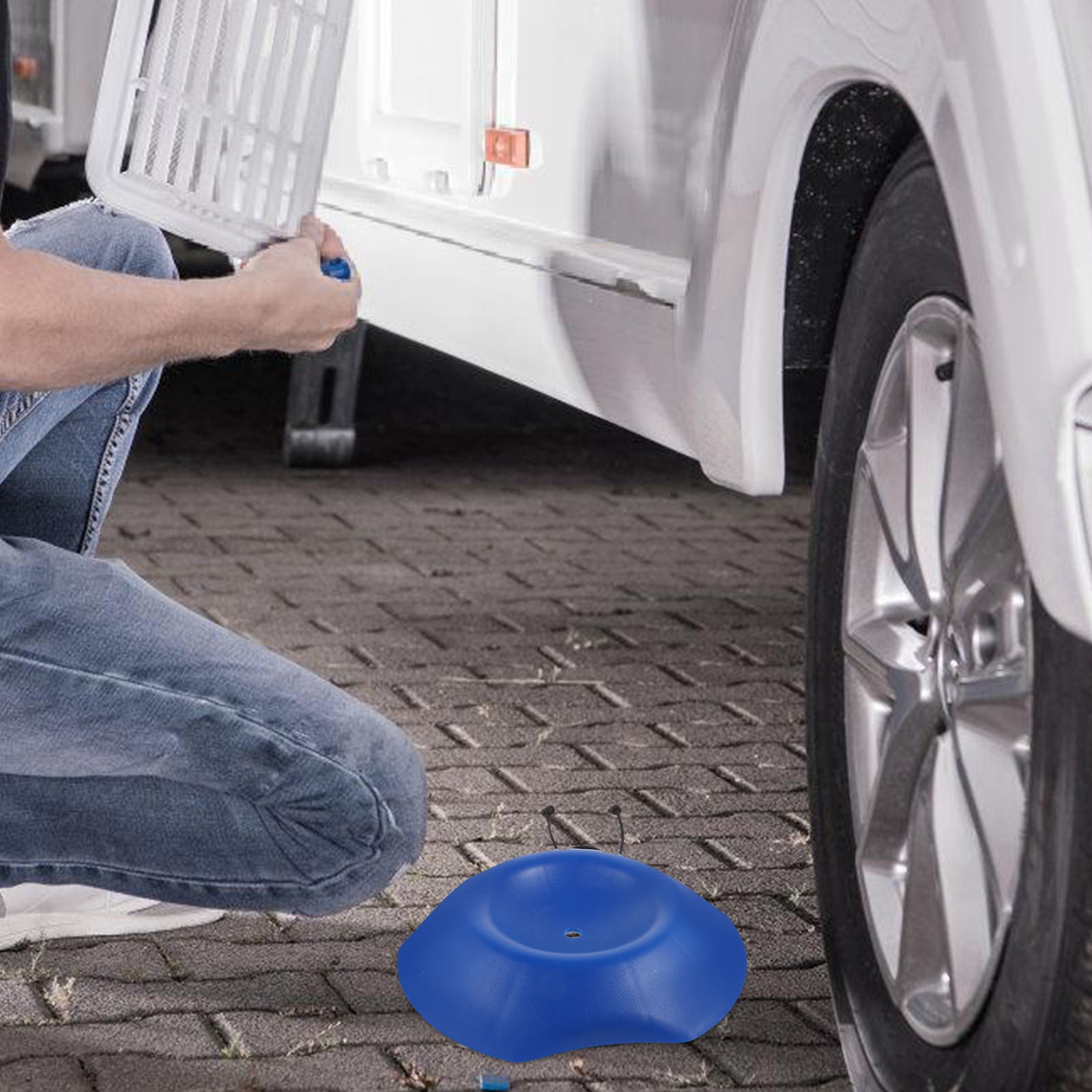 WHAMVOX 1Pcs Blue Round Plastic Wheel Chock For Rv Trailer Camping ...