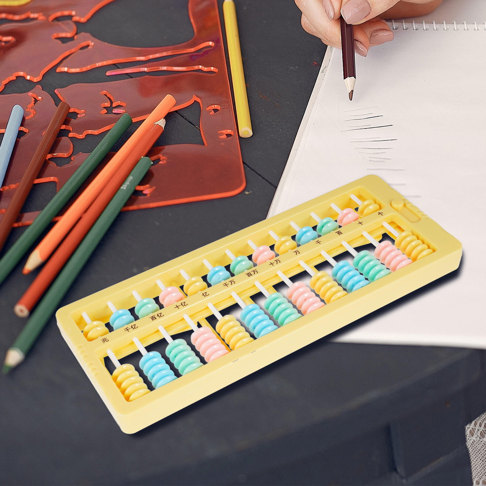 WHAMVOX Abacus Yellow Plastic Counting Frame Tool For Kids Math 1Set 9 ...