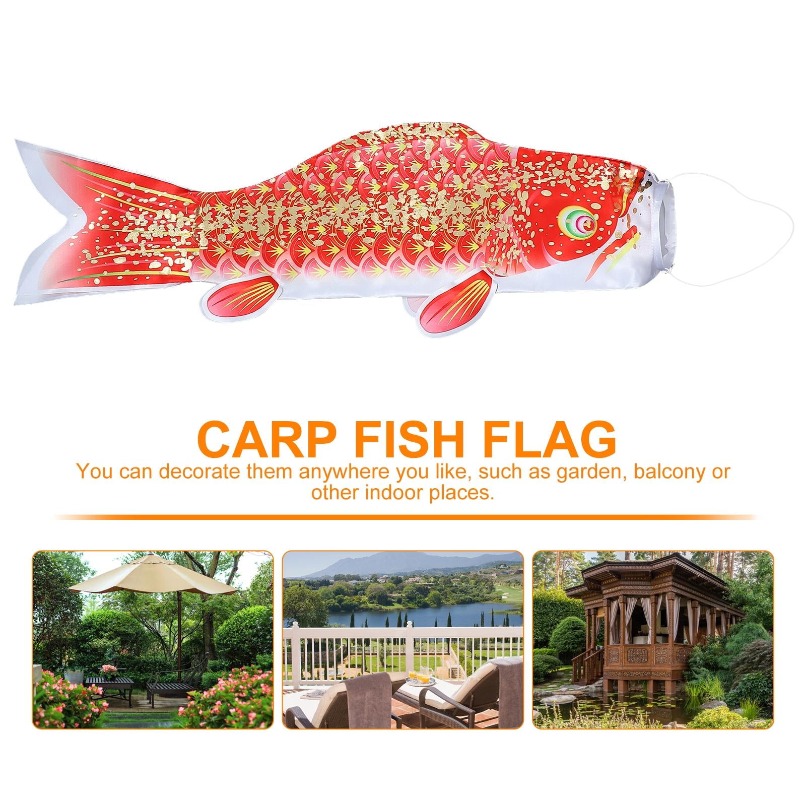WHAMVOX 1Set Japanese Koi Fish Flag Red and Gold 3D Shape for Banner ...