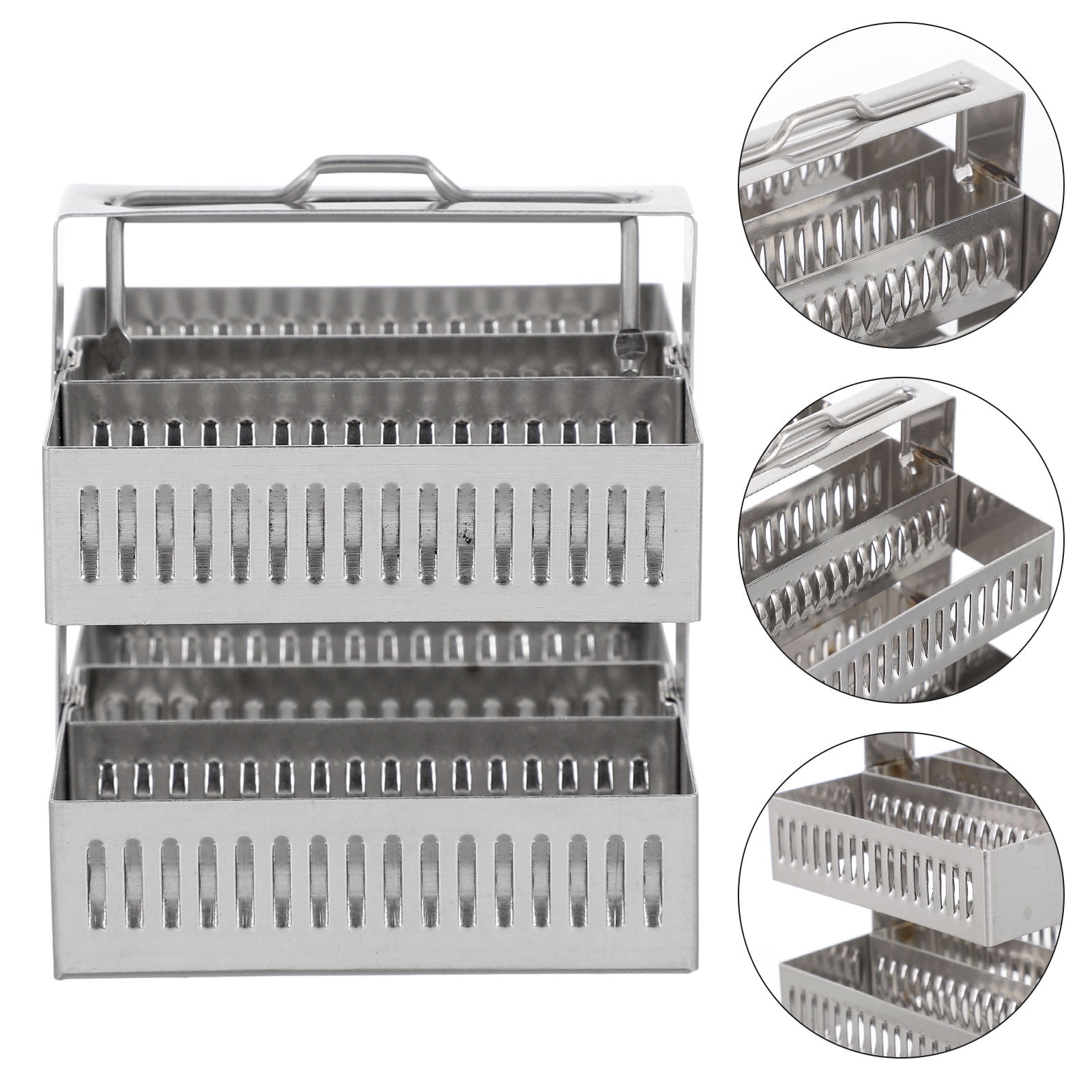 WHAMVOX 1Set Stainless Steel Rectangular Glass Slides Rack for Students ...