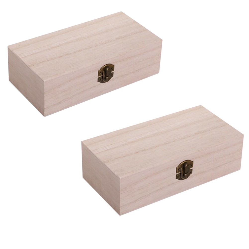 WHAMVOX 2 PCS Solid Wood Storage Box Lids Small Vintage Jewelry Rustic ...