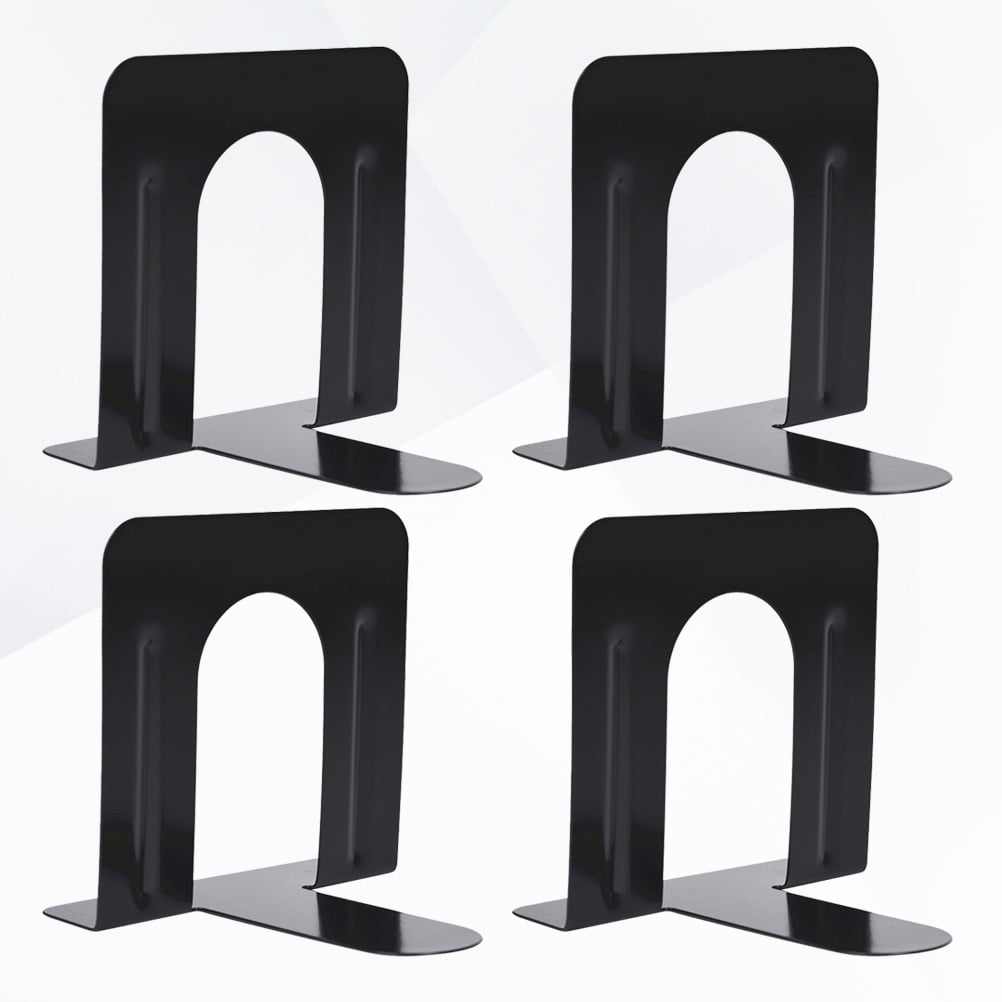 WHAMVOX 2 Pairs Metal Bookends Simple Book Ends Desktop Magazines Stand ...