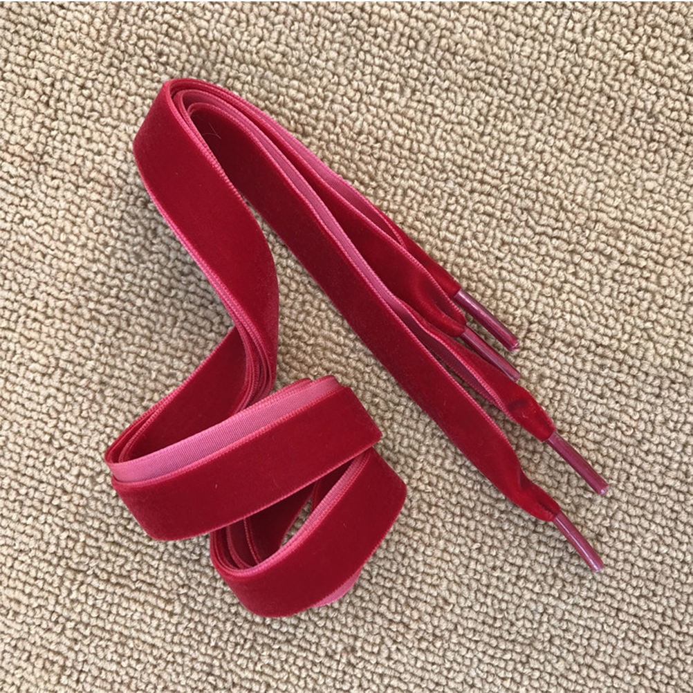 WHAMVOX 2 Pairs Wide Flat Shoelace Velvet Shoelaces Dark Red - Walmart.com