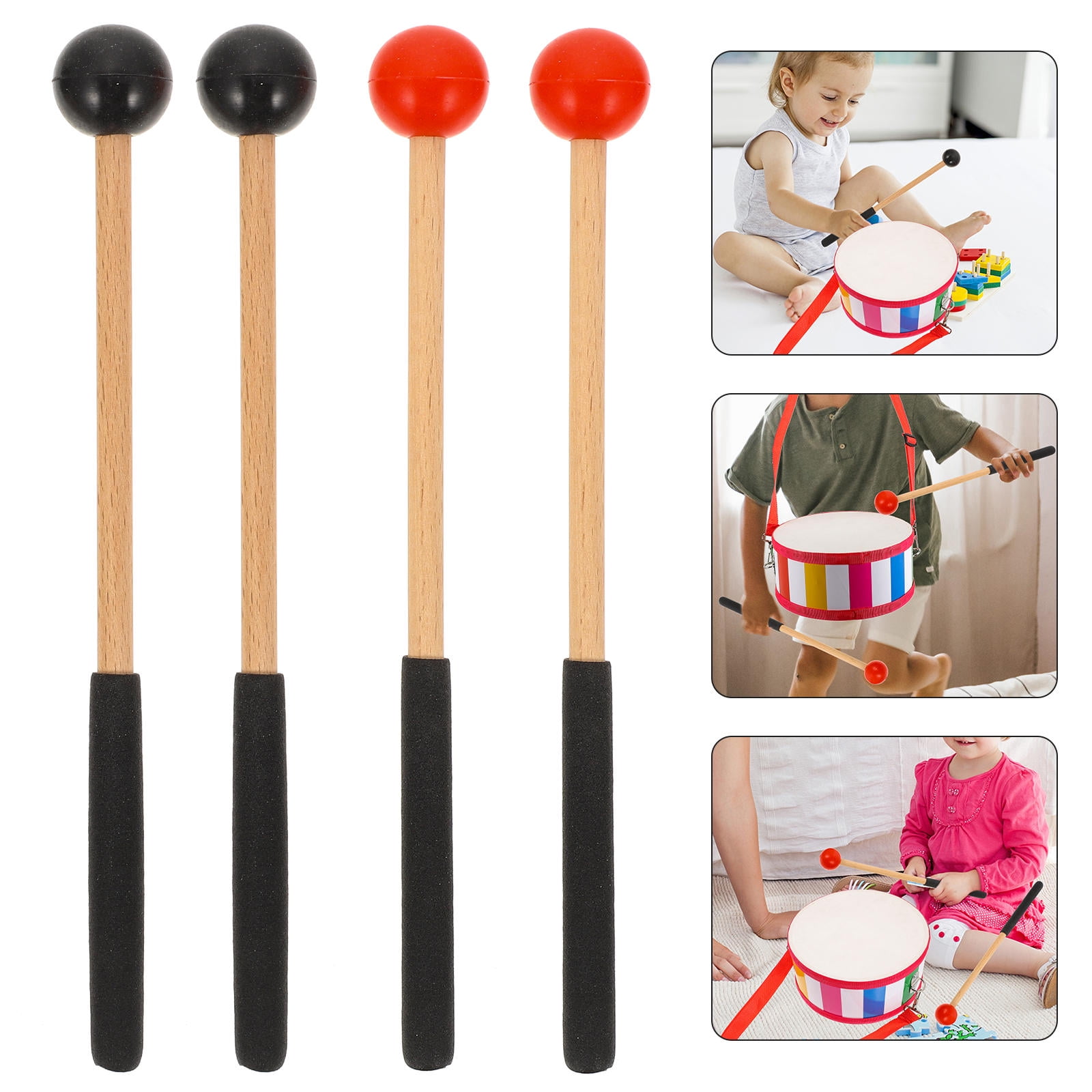WHAMVOX 2 Pairs of Percussion Sticks Practice Tongue Drum Drumstick ...