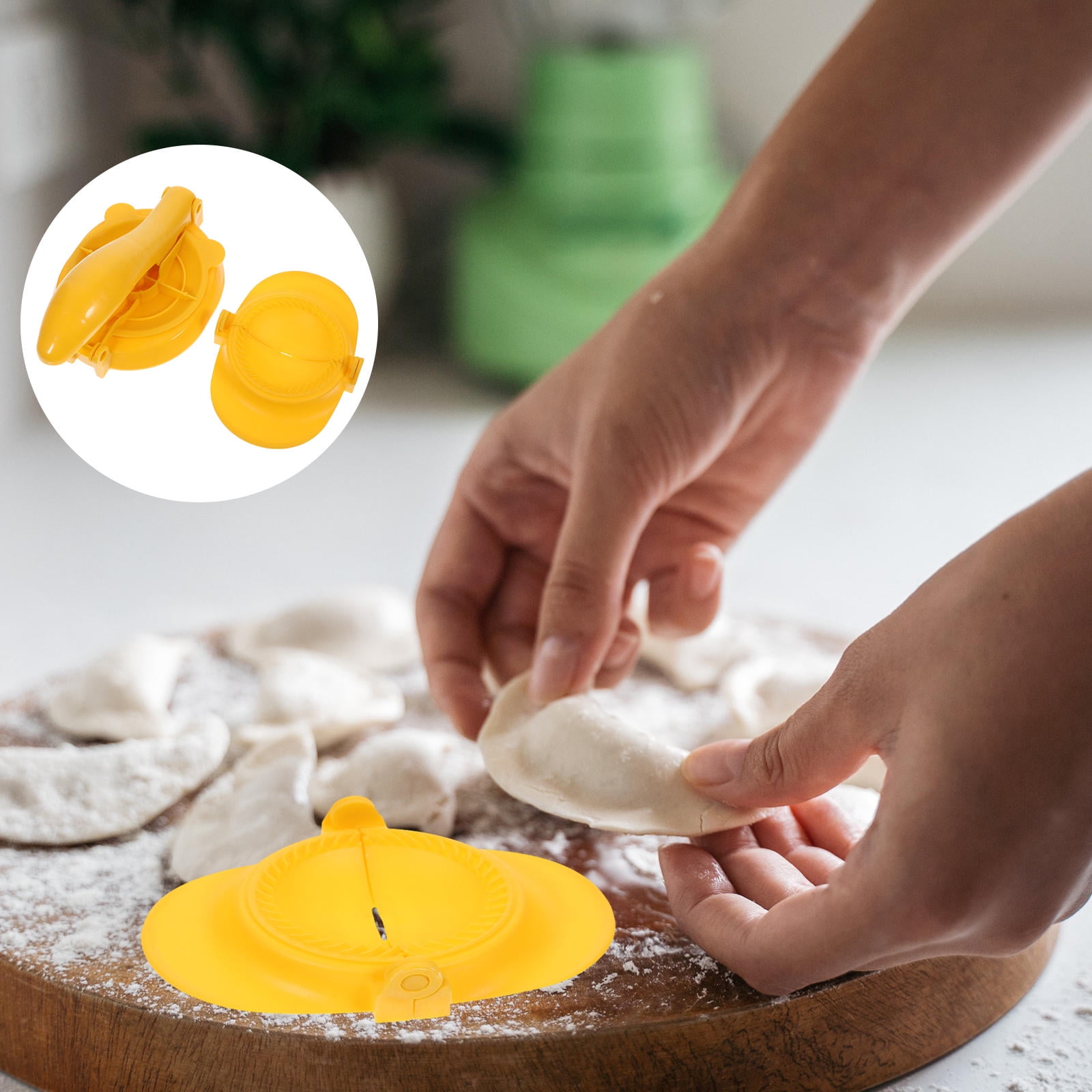 WHAMVOX 2 Pcs Dumpling Making Mold Plastic Skin Presser Crimpers Manual ...