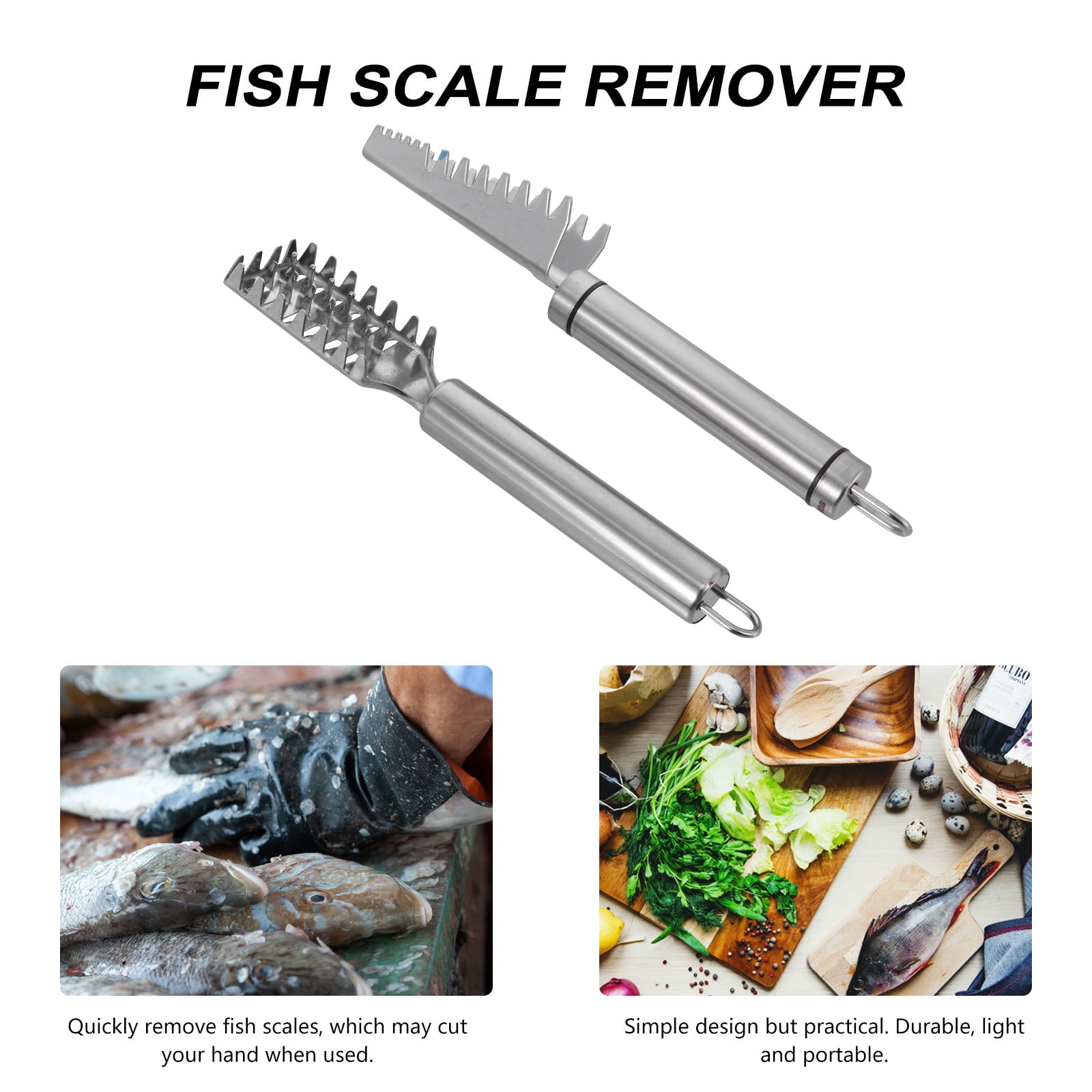 WHAMVOX 2 Pcs Fish Scaling Tool Scale Remover Kitchen Scaler Stainless ...