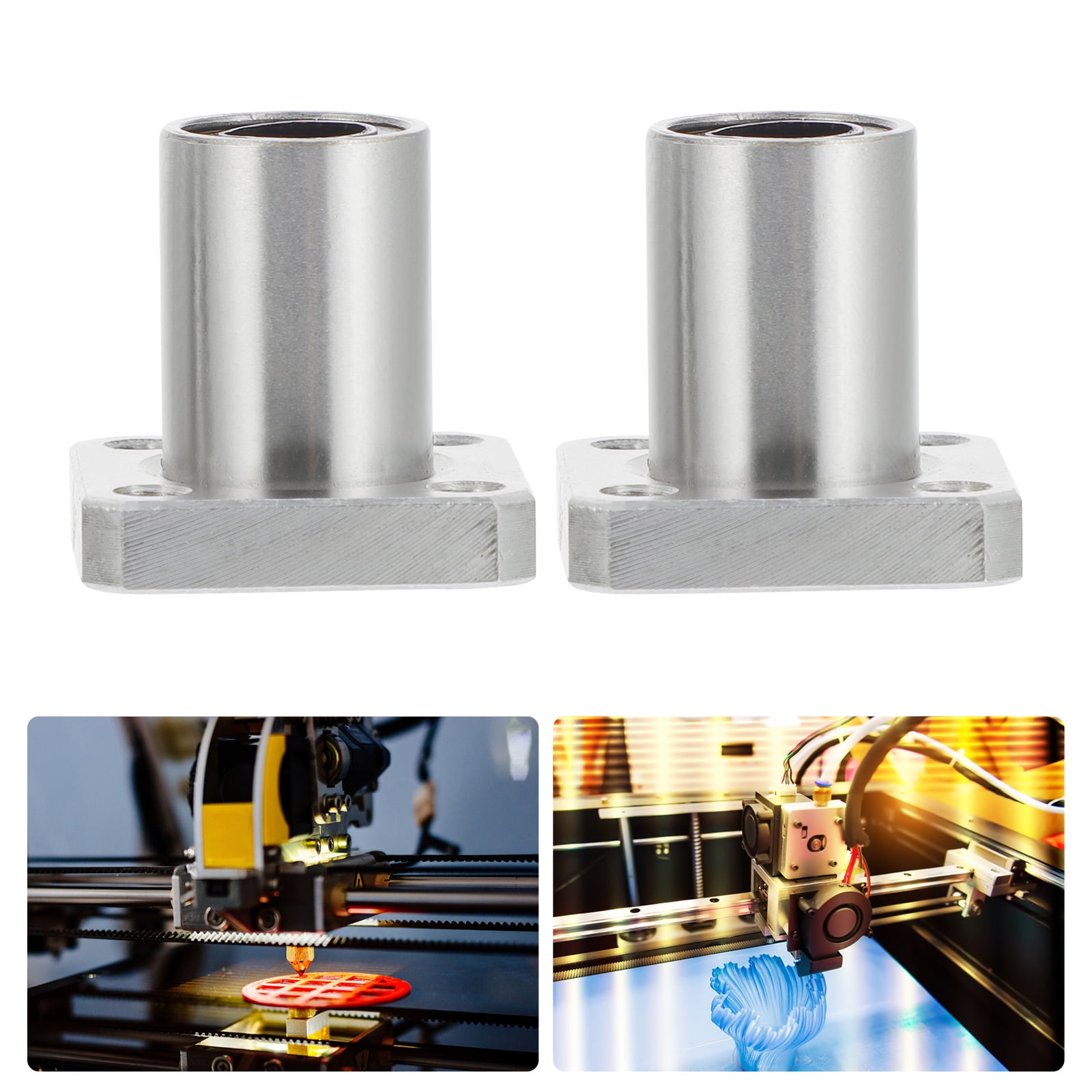 WHAMVOX 2 Pcs Flange Bearing Circular Linear Ball 3d Printer Silver ...