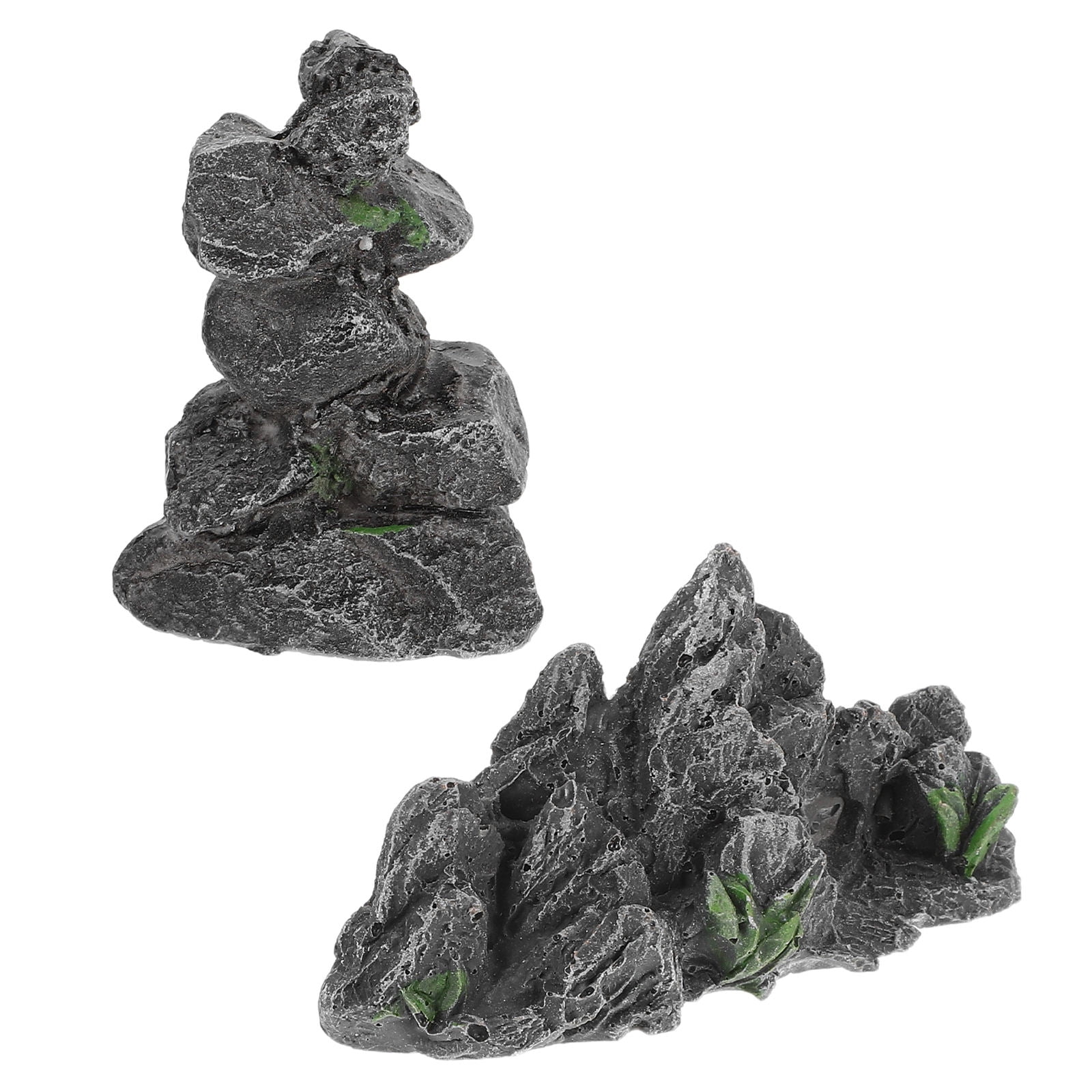 WHAMVOX 2 Pcs Miniature Garden Accessories Resin Miniature Rockery ...