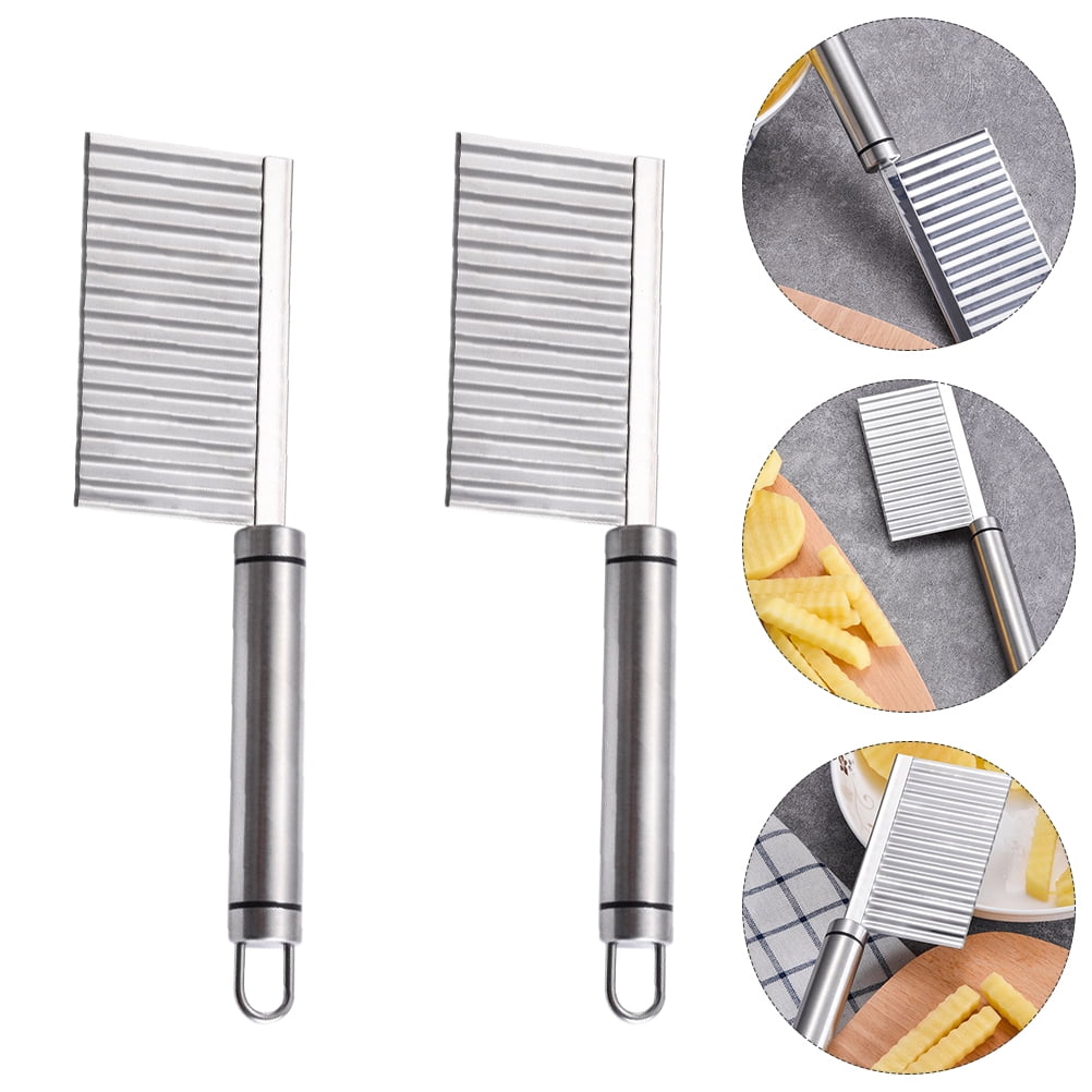 WHAMVOX 2-Pack Crinkle Potato French Fry Cutter Set, Wave Chip Cutting ...