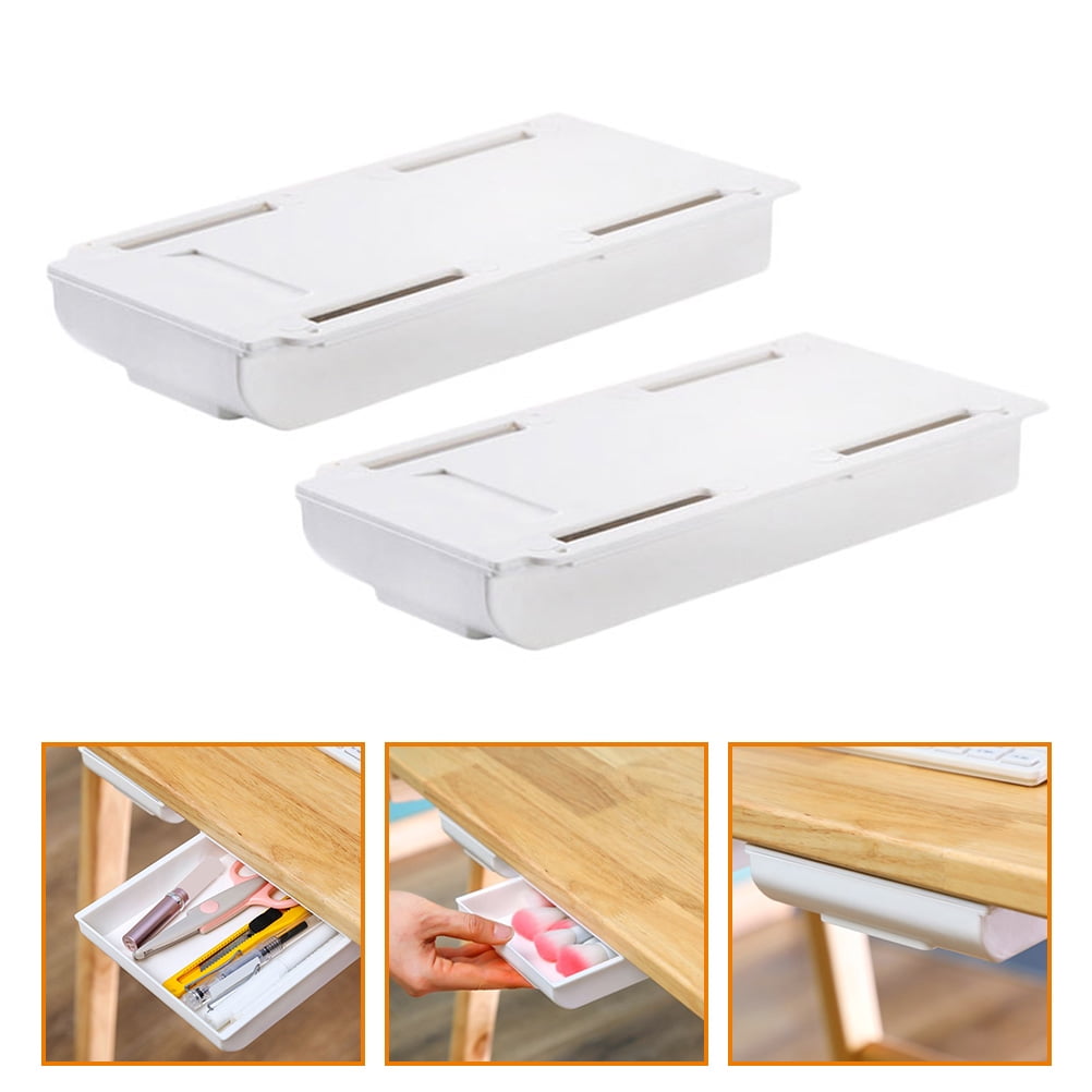 WHAMVOX 2 Pcs Table Small under Desk Shelf Work Drawer Office White ...