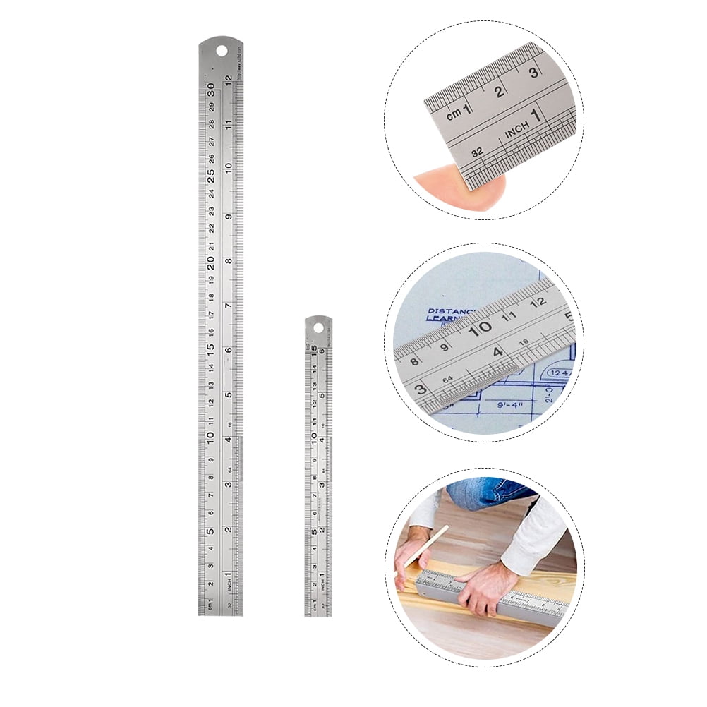 WHAMVOX 2 Pcs Tool Measuring for Engineer Carpenter Steel Ruler Sturdy ...