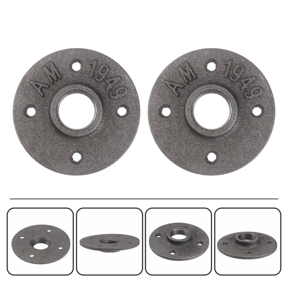 WHAMVOX 2 Pcs Vintage Malleable Threaded Floor Flange Iron Fittings ...