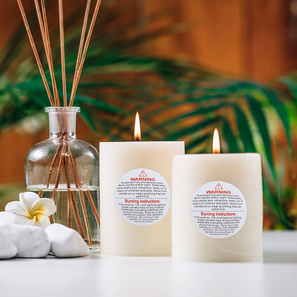 WHAMVOX 2 Rolls Candle Safety Sticker Labels Stickers Warning for Jars ...