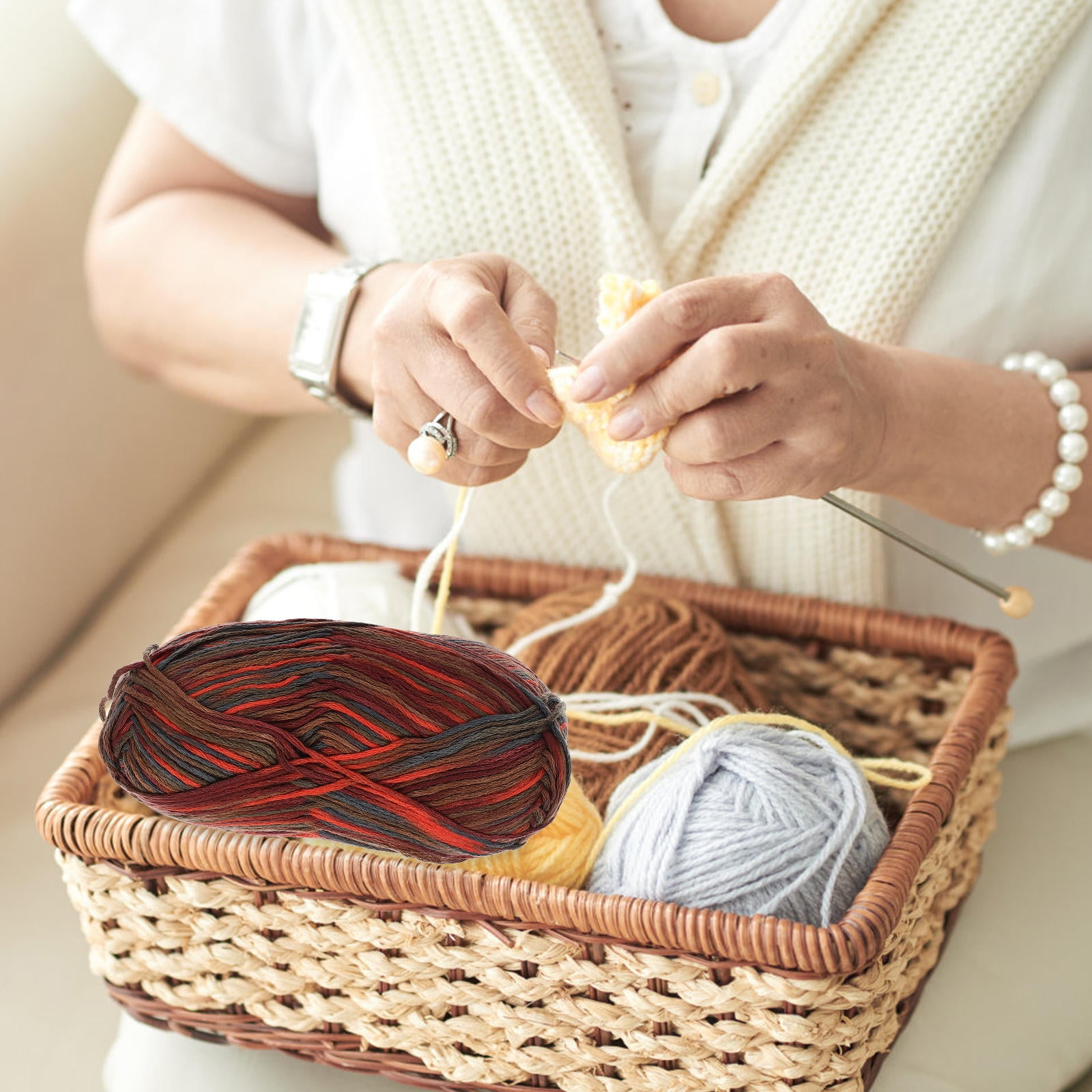 WHAMVOX 2 Rolls Cotton Sewing Thread Crochet Yarns Weaving Material ...