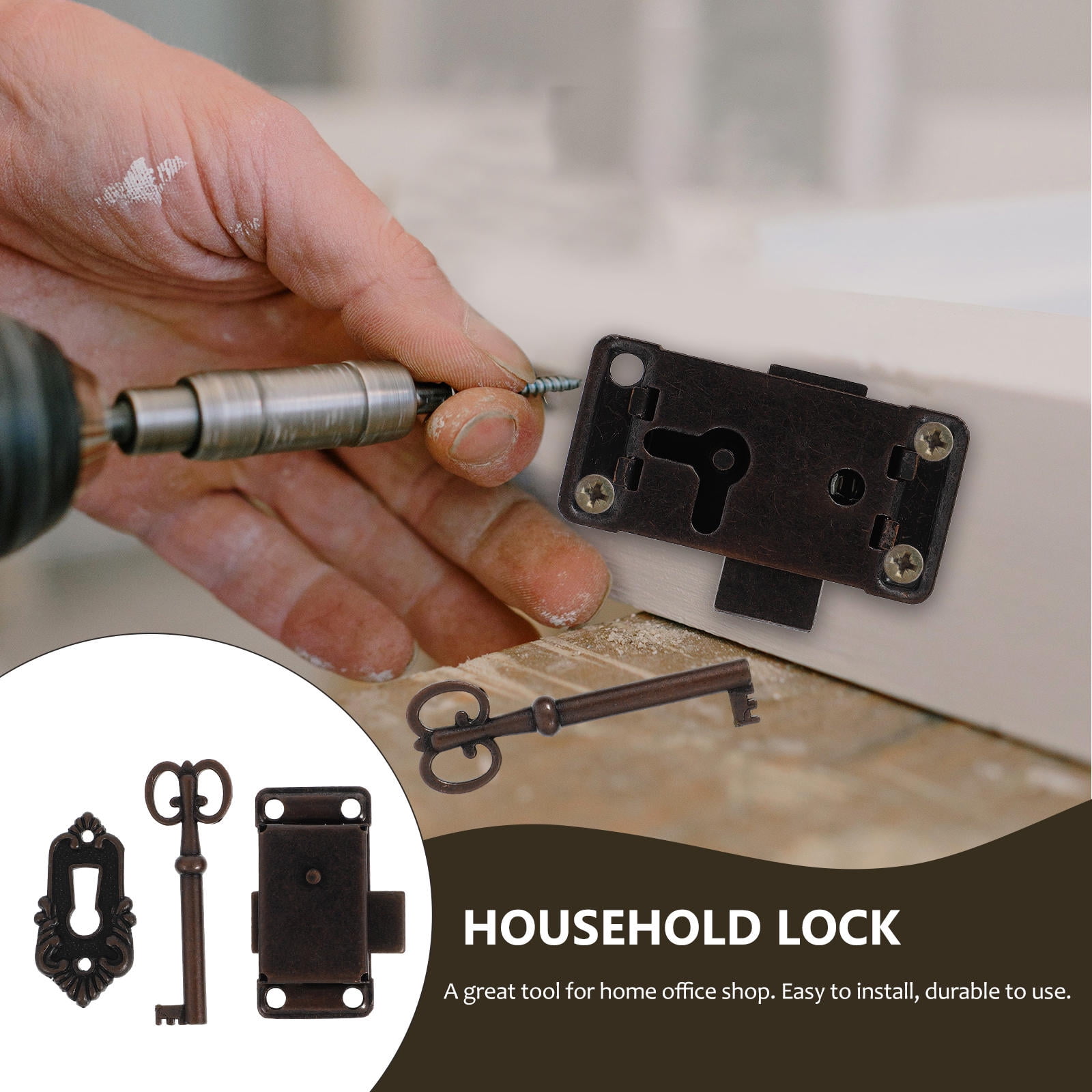 KAJNBN Lock Decorations Iron Compact Vintage Styled Craftsmen 2 Sets ...