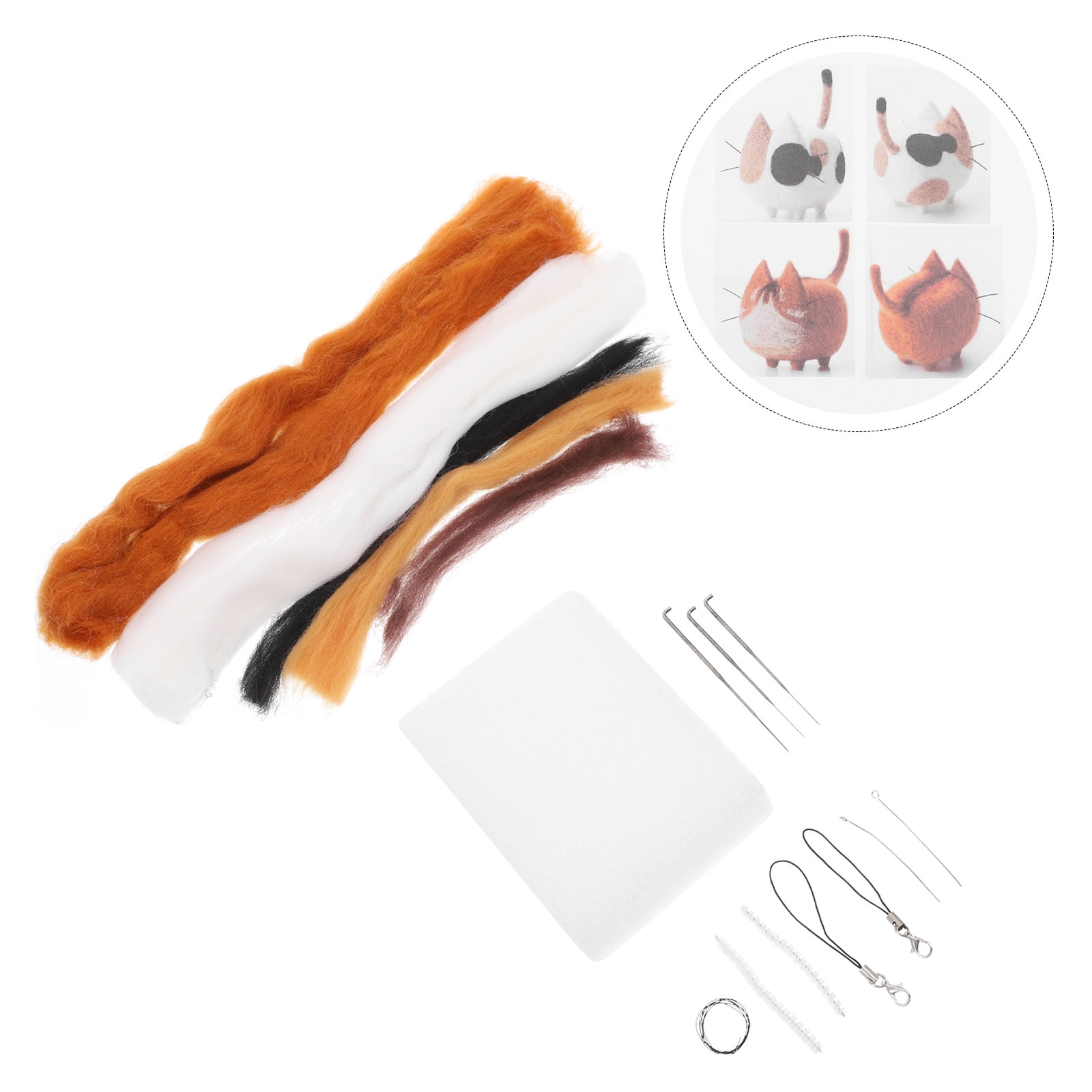 WHAMVOX 2 Sets DIY Felt Cat Making Materials DIY Needle Felting Kit ...
