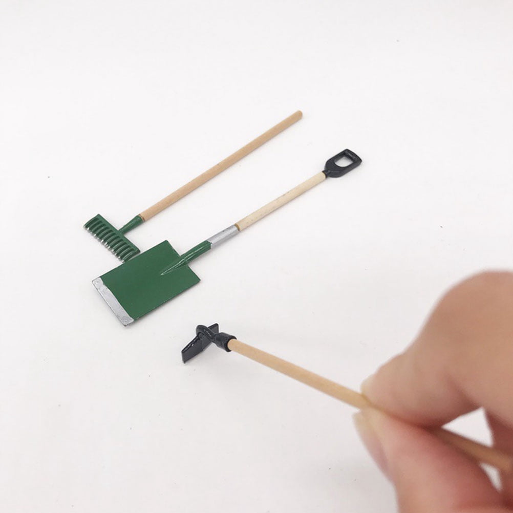 WHAMVOX 2 Sets Doll House Mini Gardening Iron Rake Miniature Decoration ...