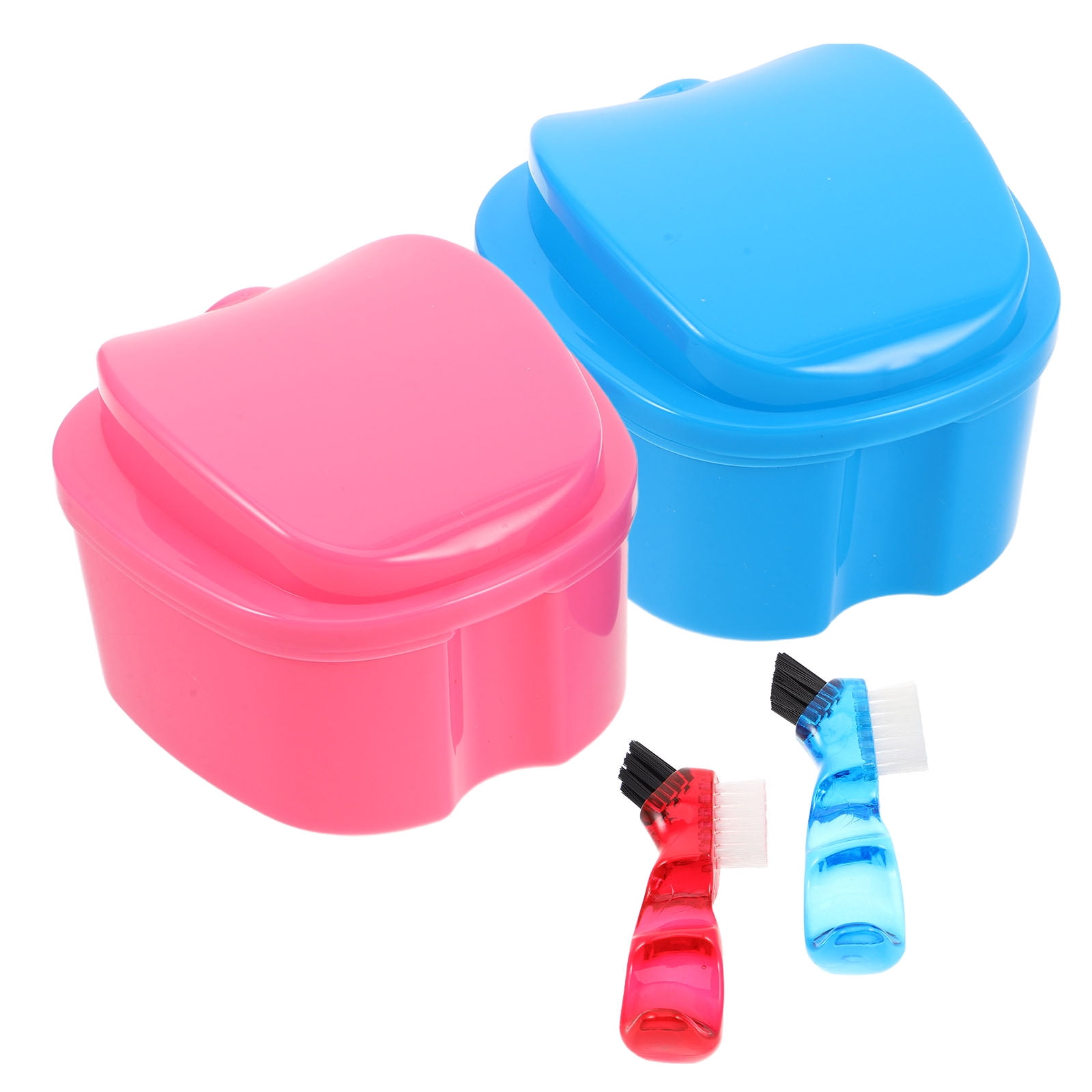 WHAMVOX 2 Sets Leak Proof Purple Dentures Cups For Soaking Dentures ...