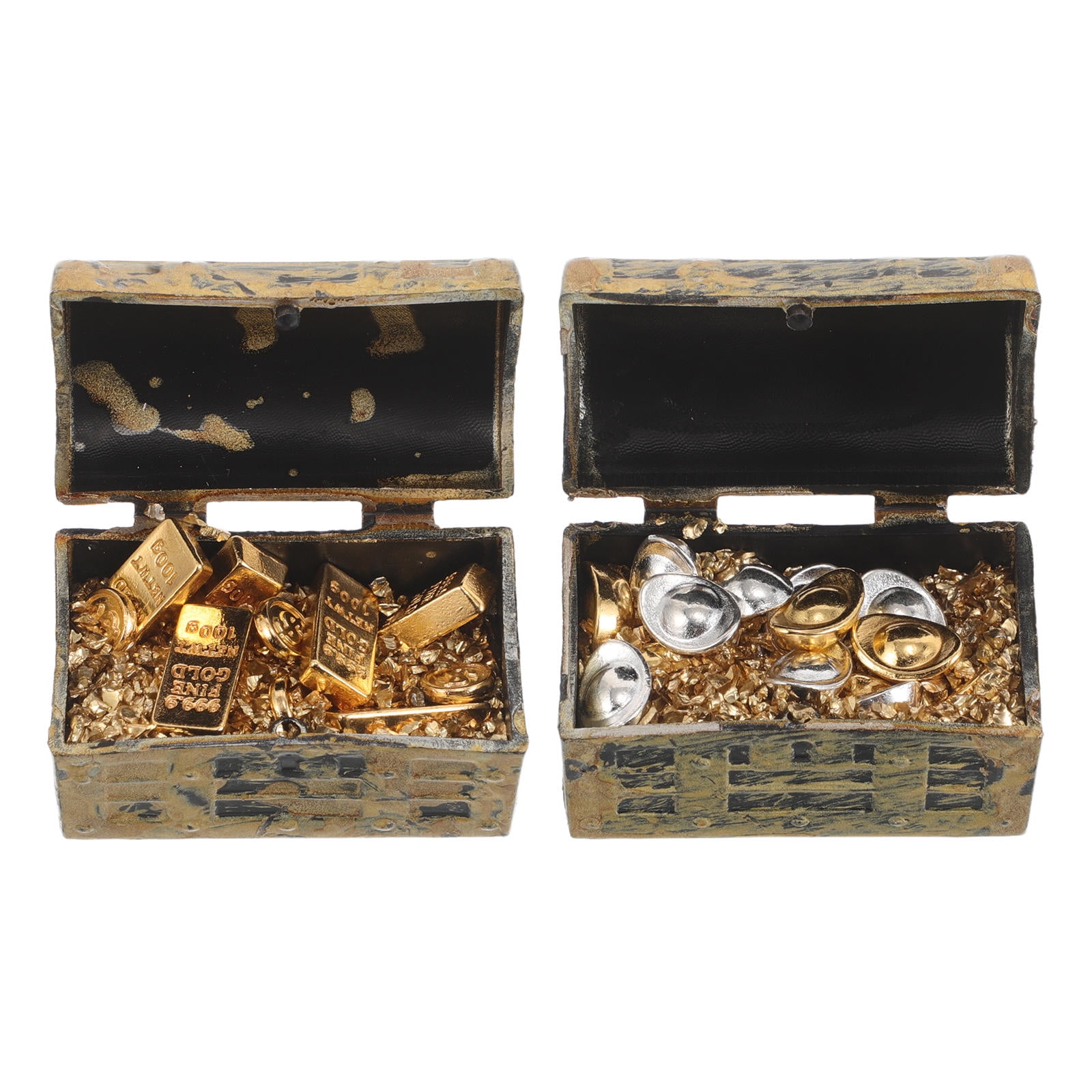 WHAMVOX 2 Sets Miniature Treasure Chest Coins Bars Model Dollhouse ...