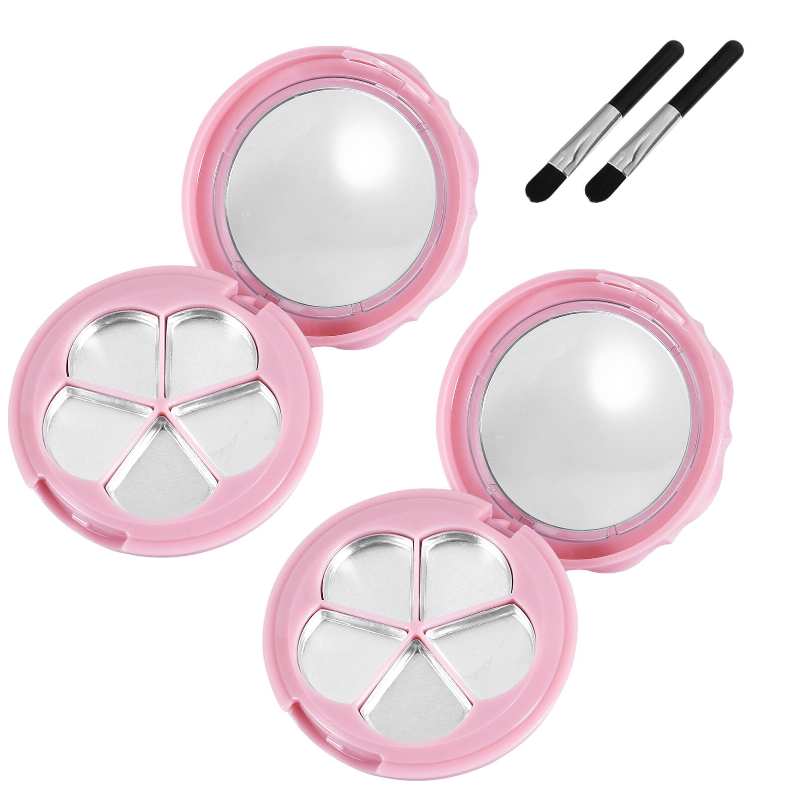 WHAMVOX 2 Sets Refillable Eyeshadow Containers Brush DIY Travel Pink ...