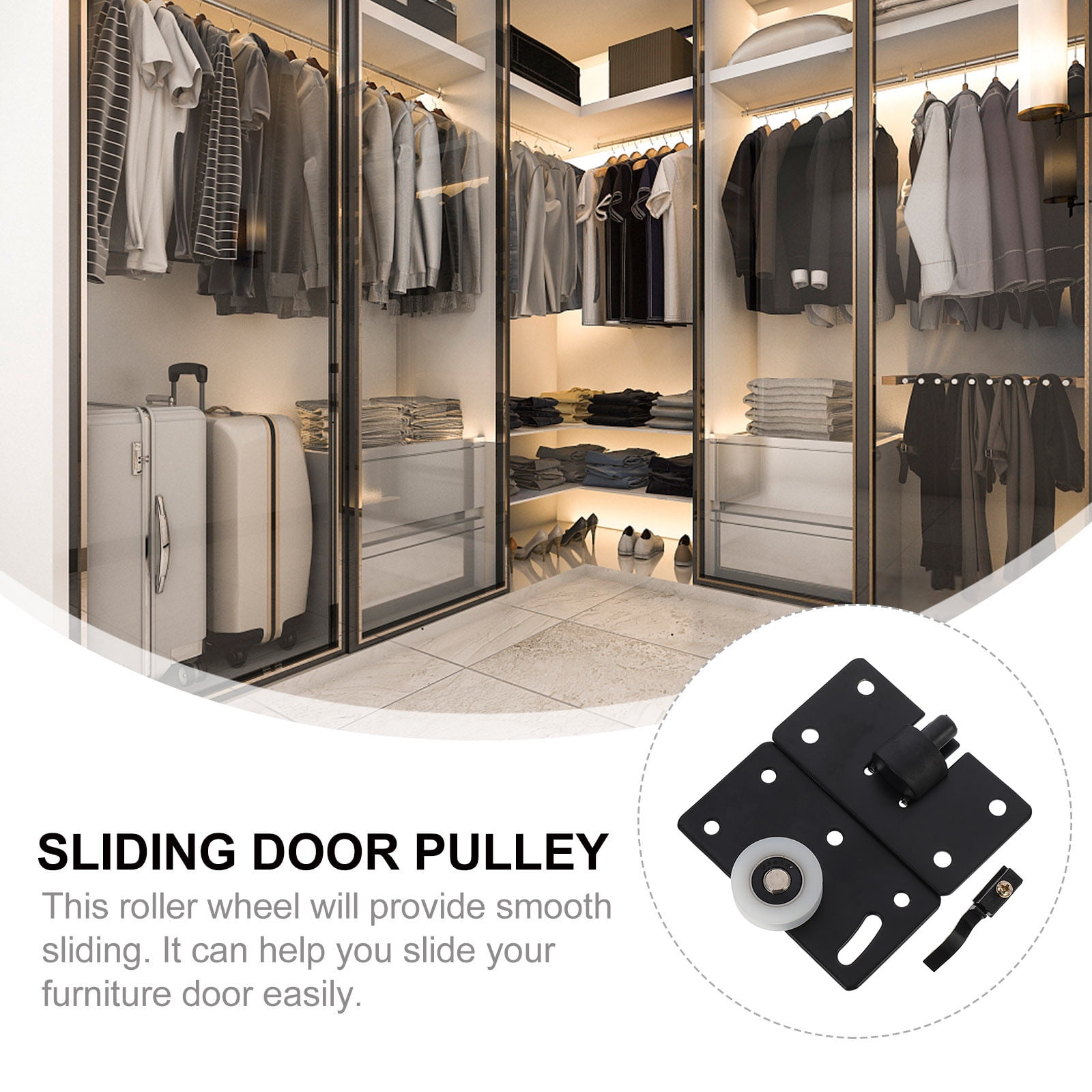 WHAMVOX 2 Sets Rollers Sliding Door Ceiling Wheel Pulley Wardrobe Kit ...