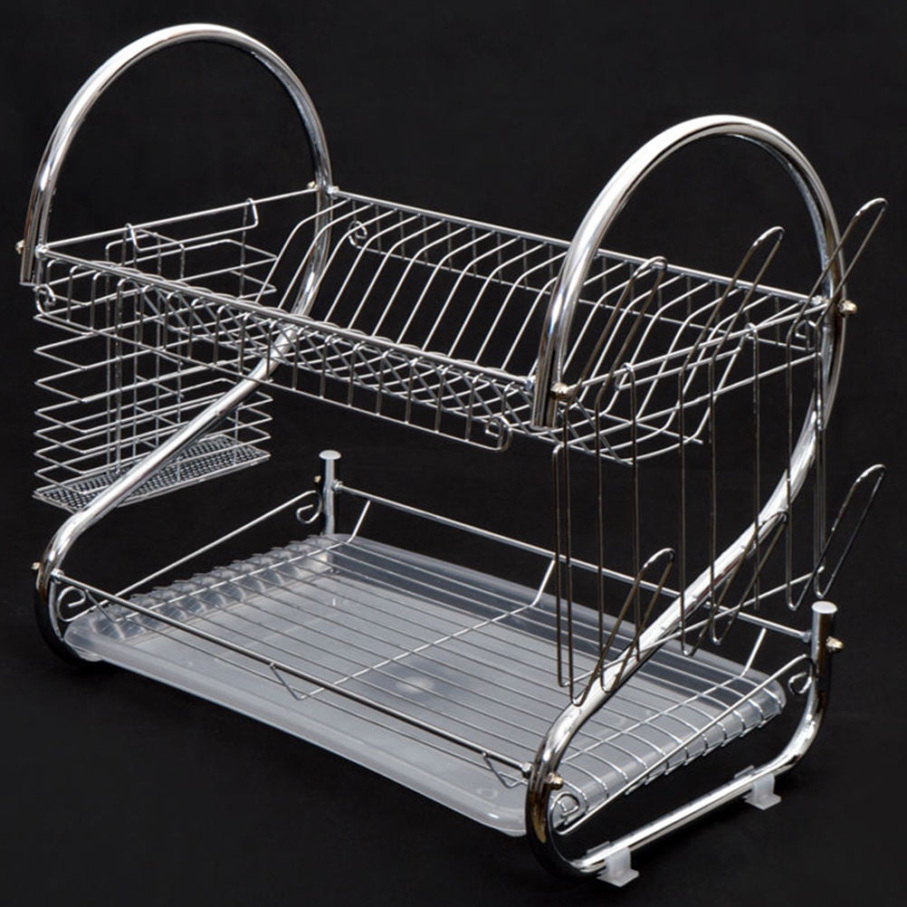 WHAMVOX 2-Tier Dish Cup Drying Rack Kitchen Tool Drainer Stainless ...
