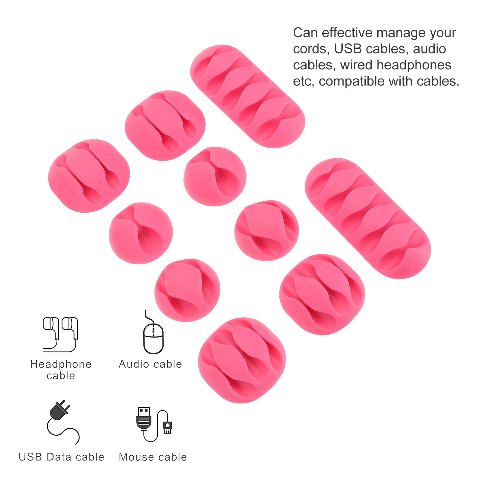 WHAMVOX 20 Pcs 7-Bit Hub Desktop Cord Organizers USB Cable - Walmart.com