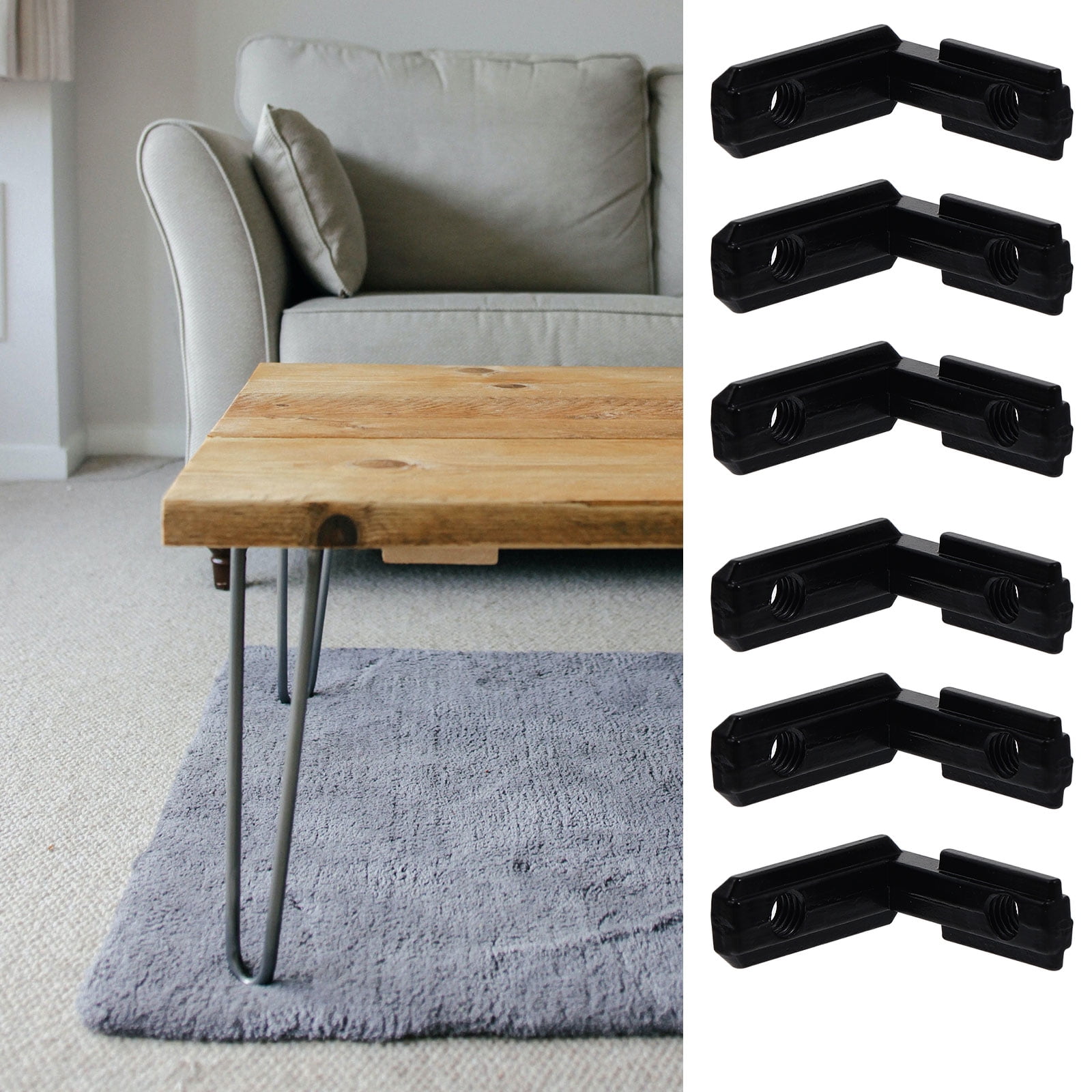 WHAMVOX 20 Pcs Aluminum Corner Braces Fittings Counter Connectors Black ...