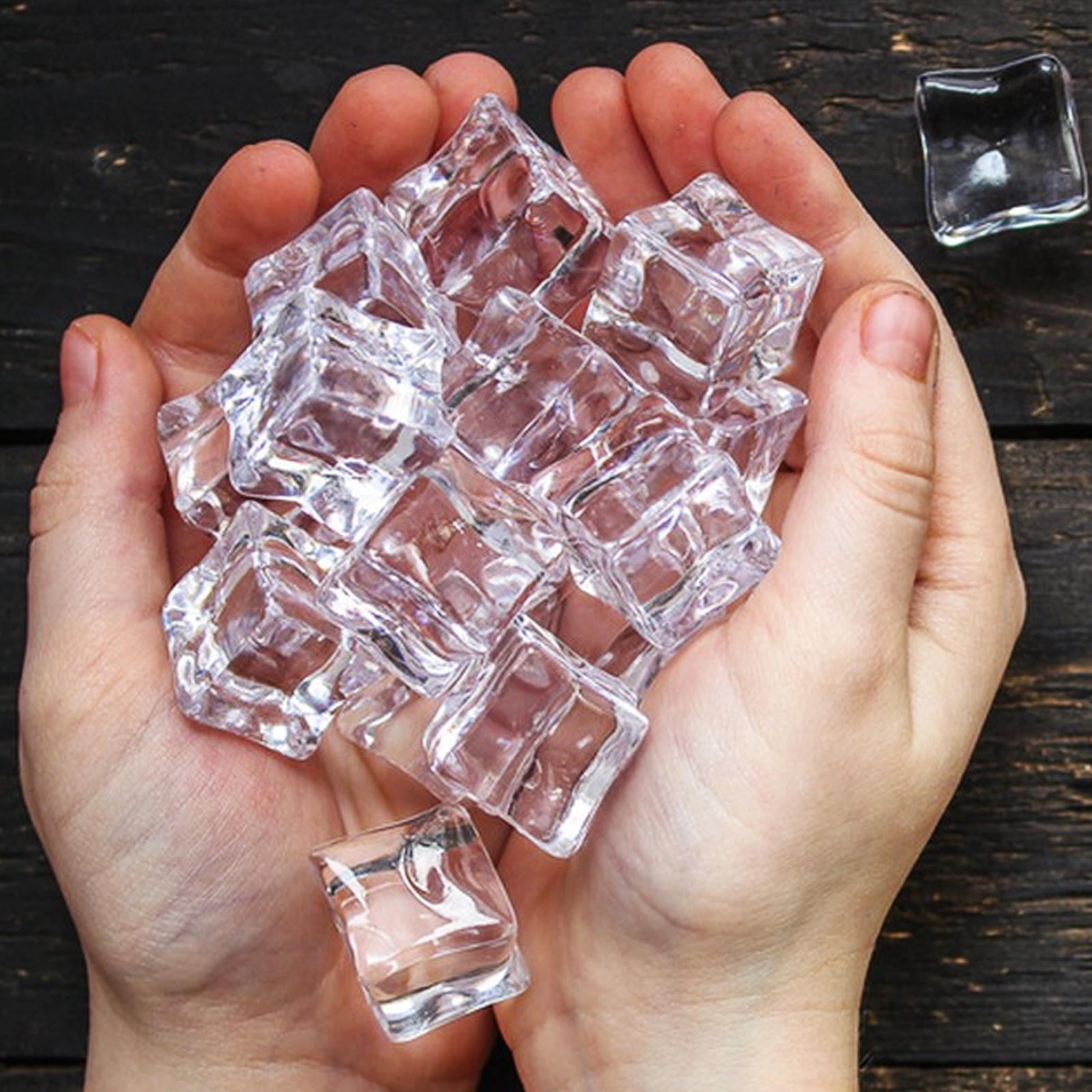 WHAMVOX 20 Pcs Clear Fake Ice Acrylic Decorative Ice Cubes Display For ...
