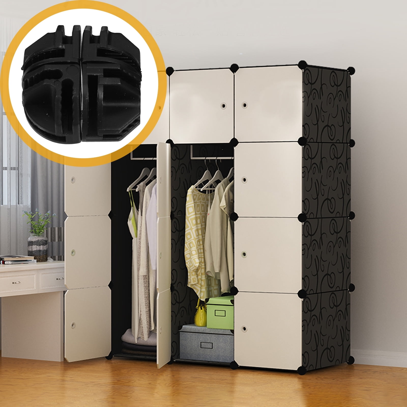 WHAMVOX 20 Pcs Cube Connectors Plastic Storage Cupboards Modular Black ...